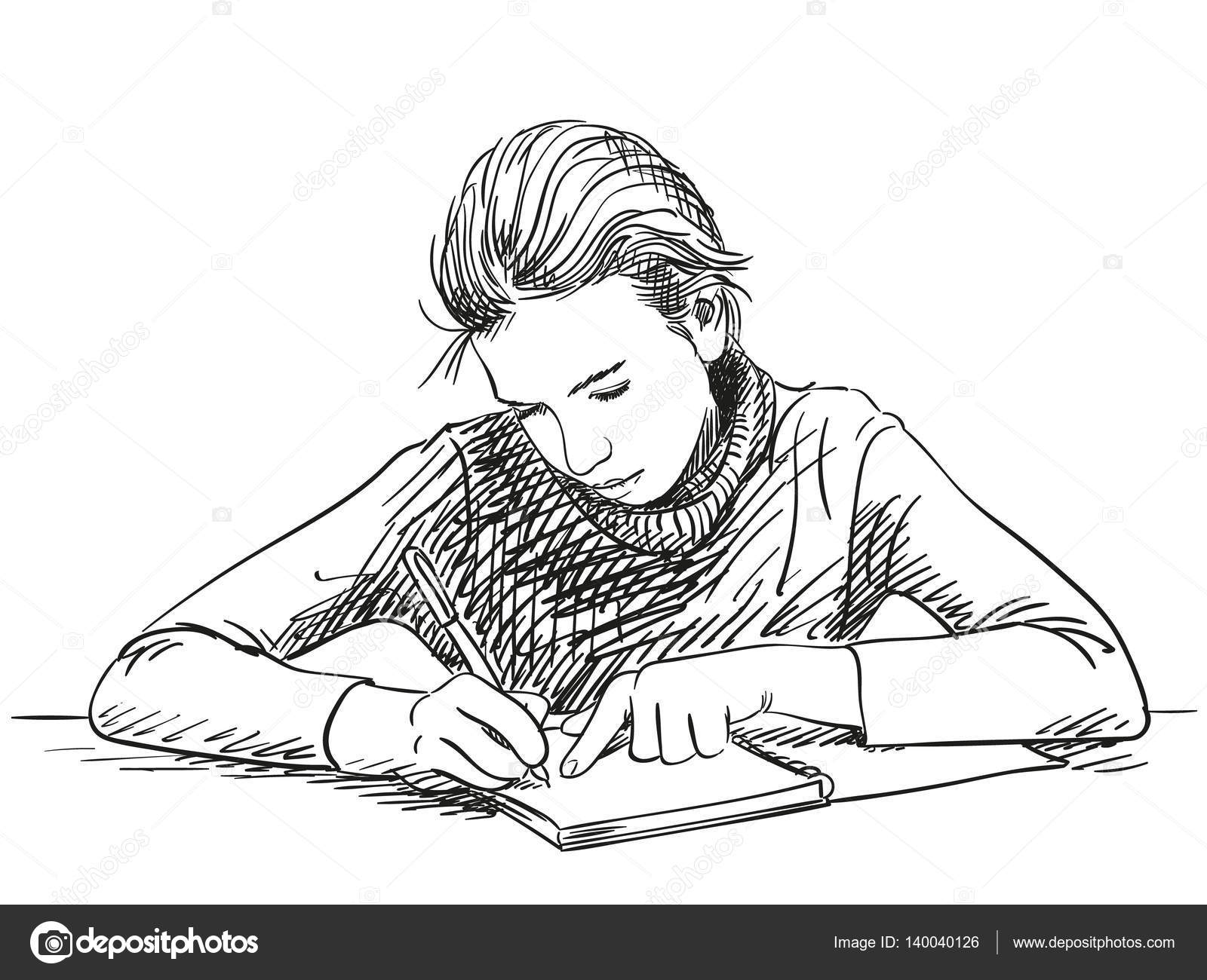 Girl writing in notebook — Stock Vector © OlgaTropinina #140040126