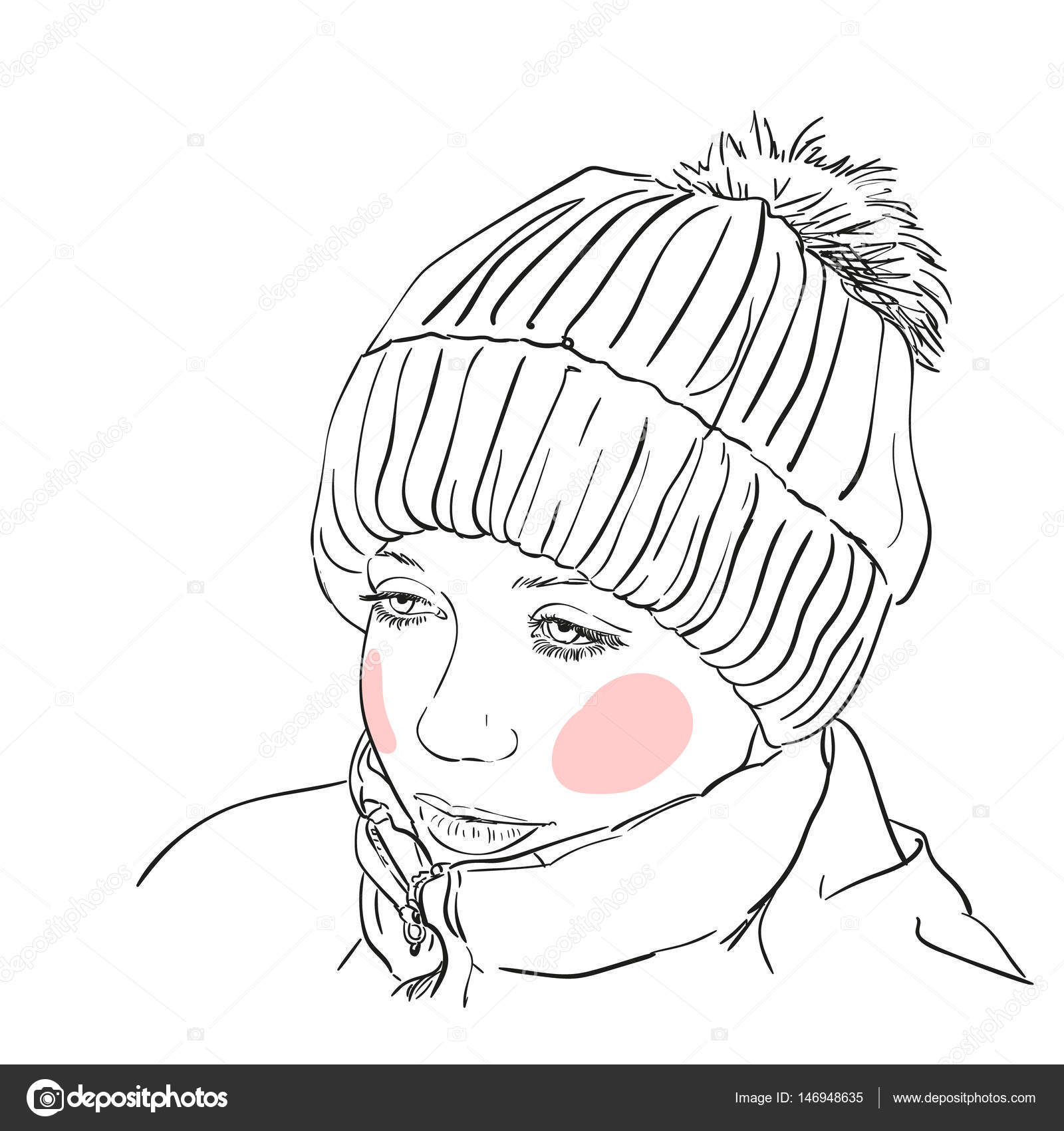 Drawing Of A Girl In A Beanie