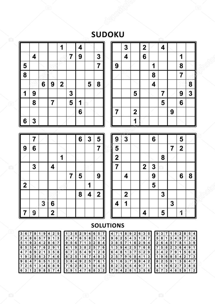 Cuatro juegos de sudoku con respuestas. Set 3. 2021