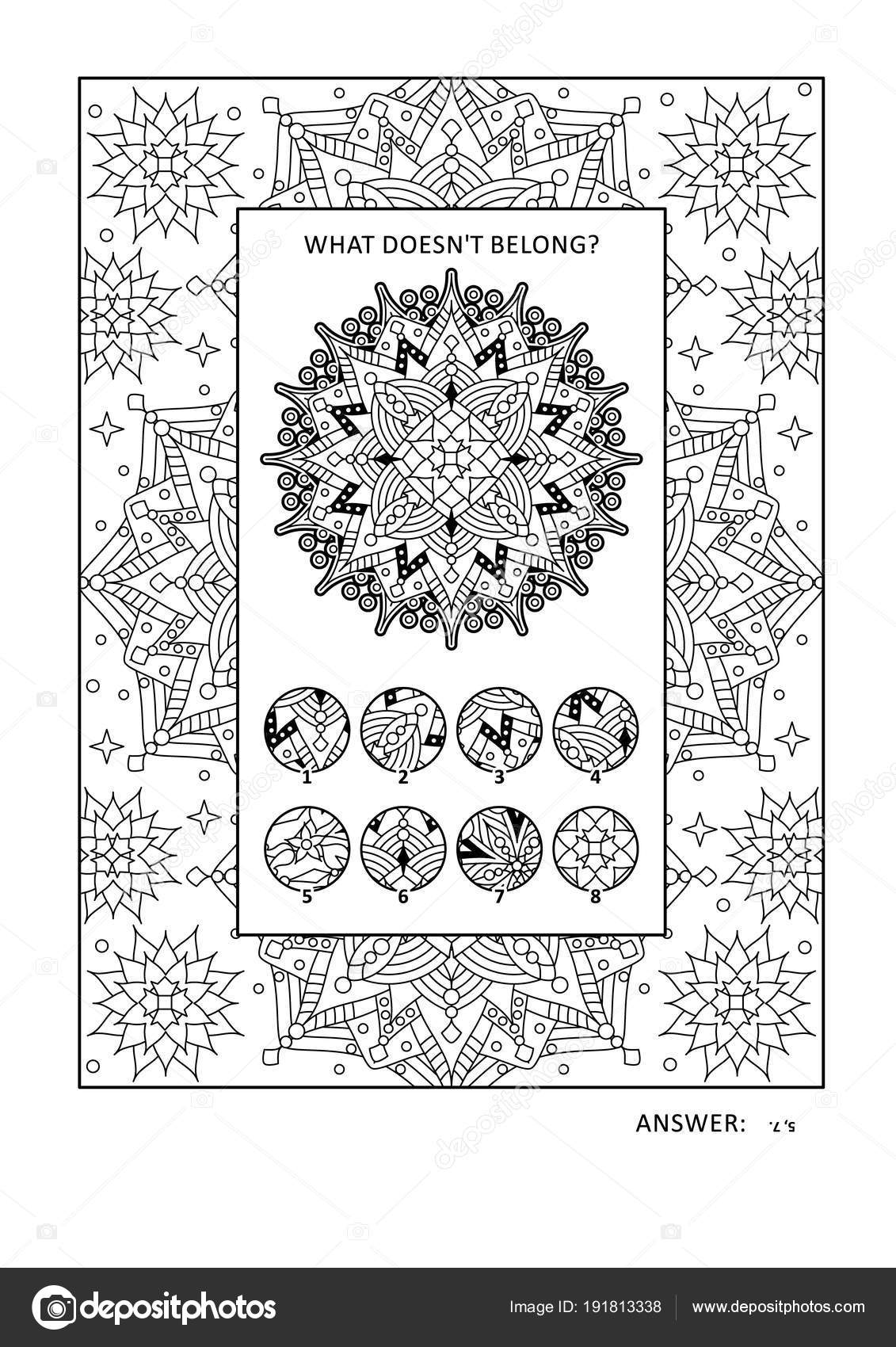 Puzzle Coloring Activity Page Grown Ups Visual Logic Puzzle Wide Stock ...