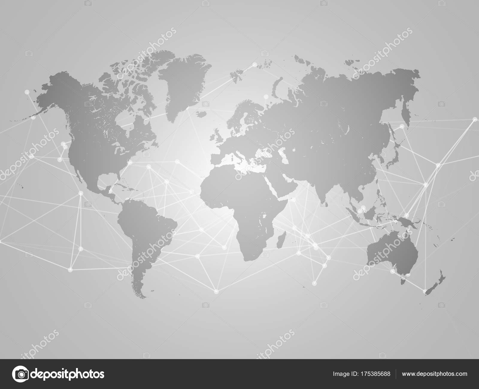 World Map with Abstract Network Mesh Background Stock Vector by ...