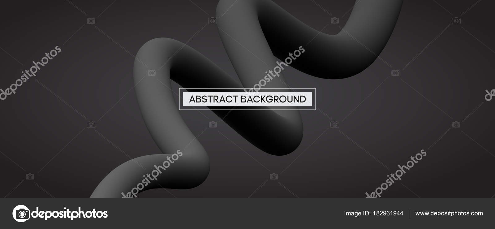 Líneas curvas negras líquidas abstractas mínimas sobre fondo gris ...