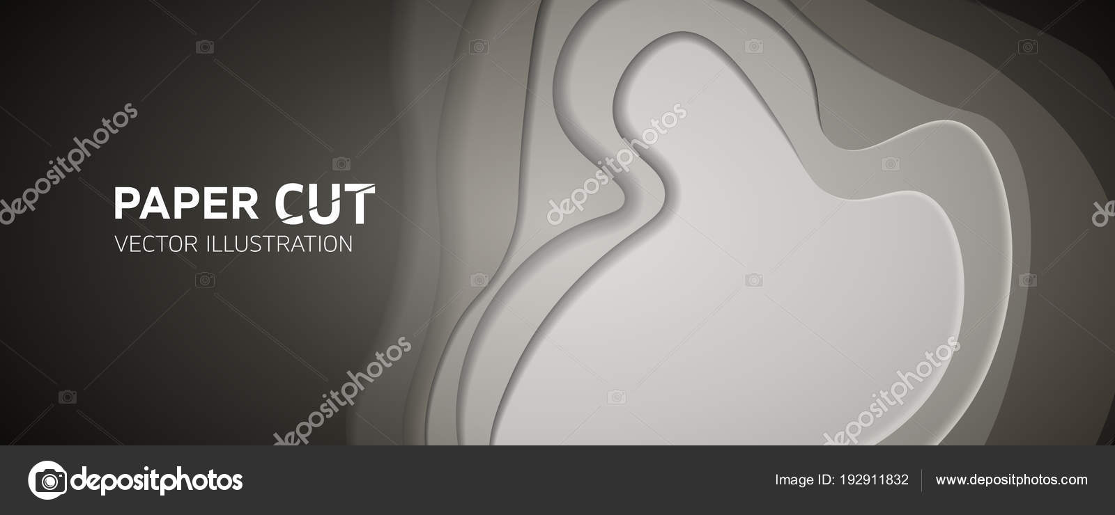 Multi color paper layers 3D papercut vector wide background - Abstract ...