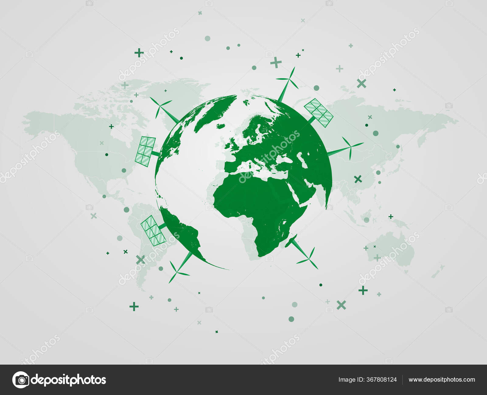 Green Environment Earth Design Concept Green Future Wind Powers Solar ...