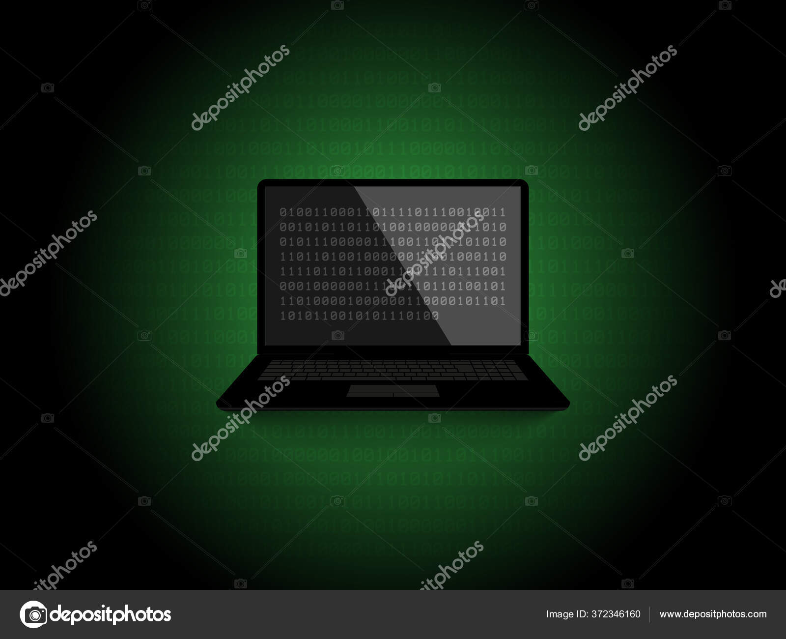 Laptop Binary Code Screen Layout Vector Illustration Stock Vector Image ...