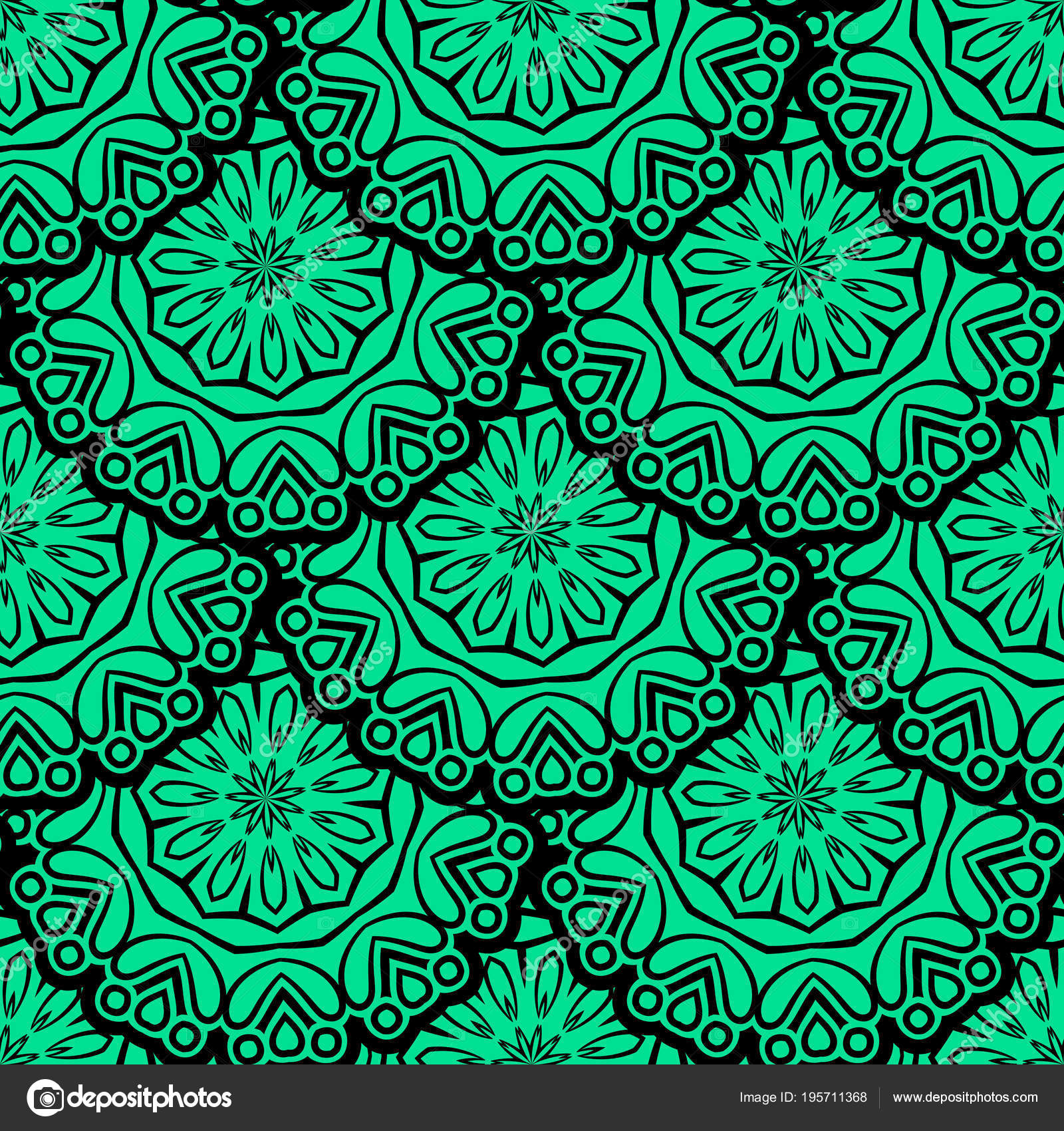 Vector Seamless Green Floral Mandala Pattern — Stock Vector © McAndy ...