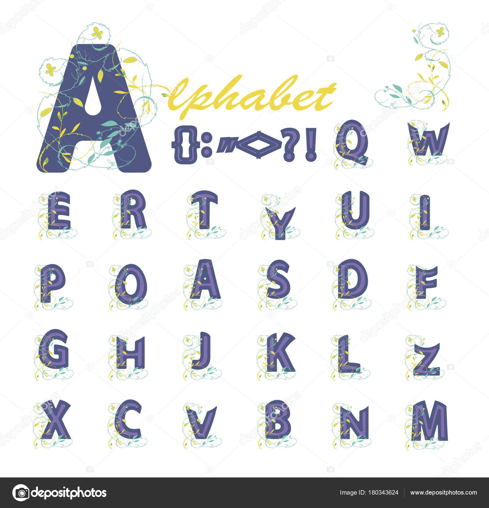 Abeceda. dekorativní dopisy Stock Vector od © bonairina 180343624