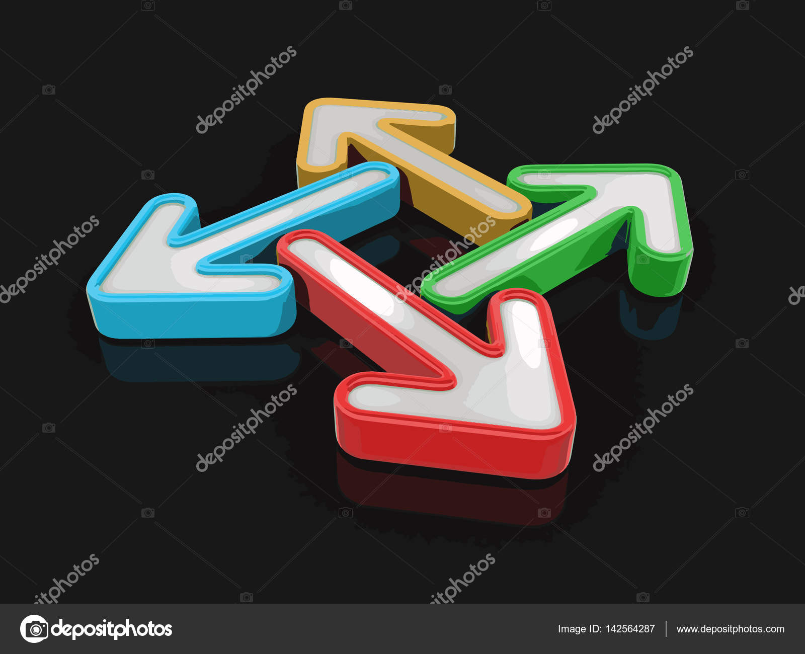 3d image of arrows in different directions. Image with clipping path ...