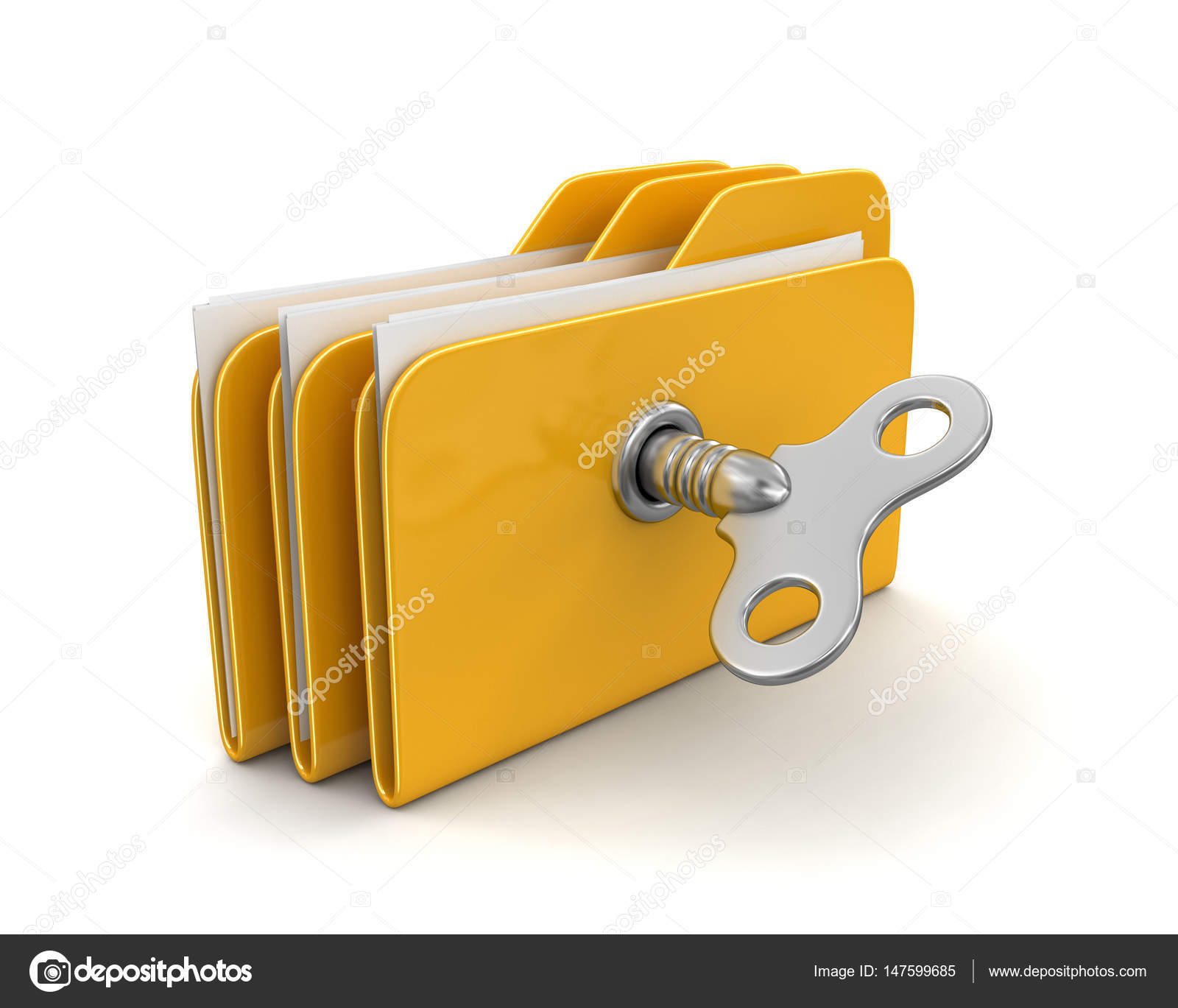 Folder and files with winding key. Image with clipping path — Stock ...