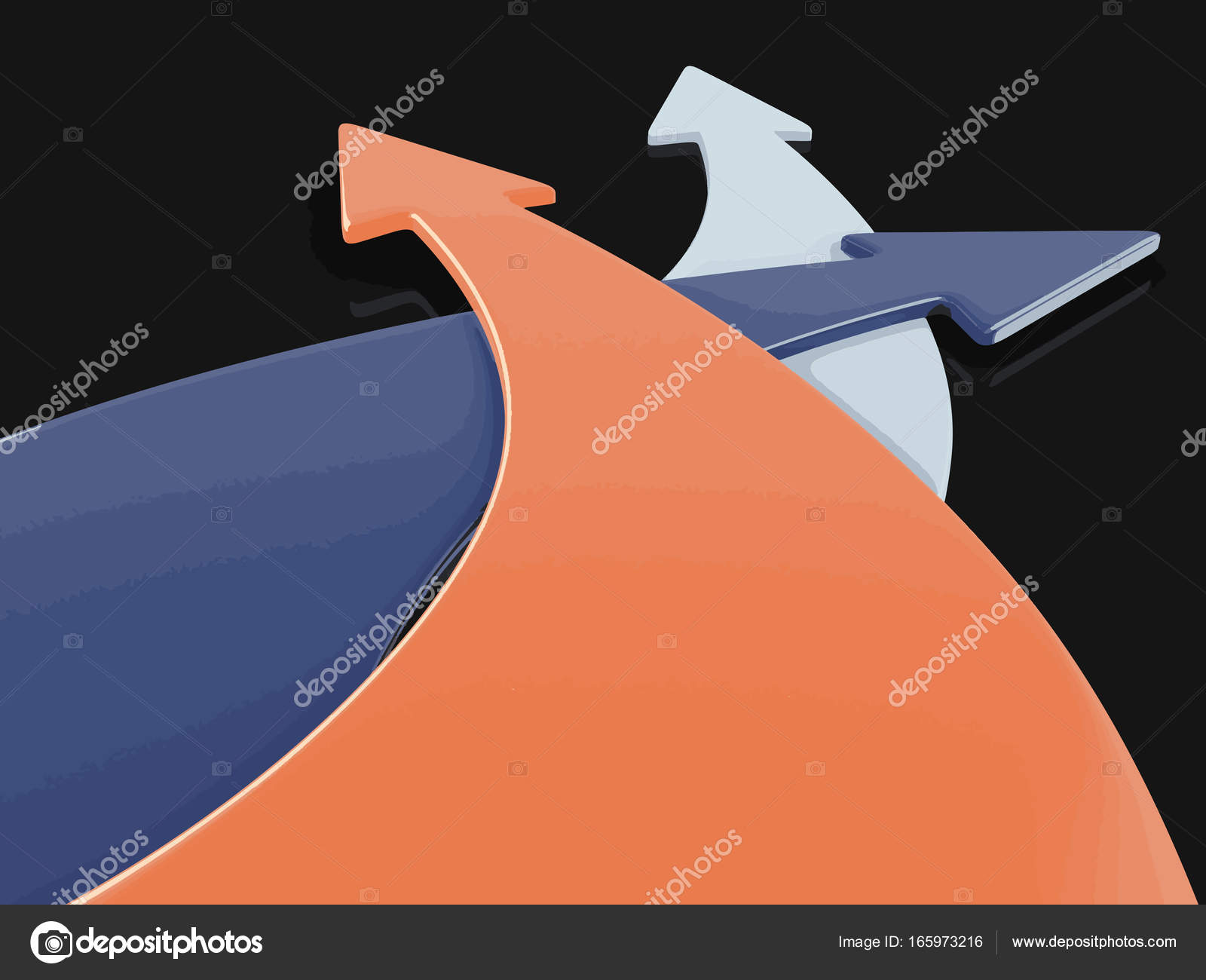 3d image of arrows in different directions. Image with clipping path ...
