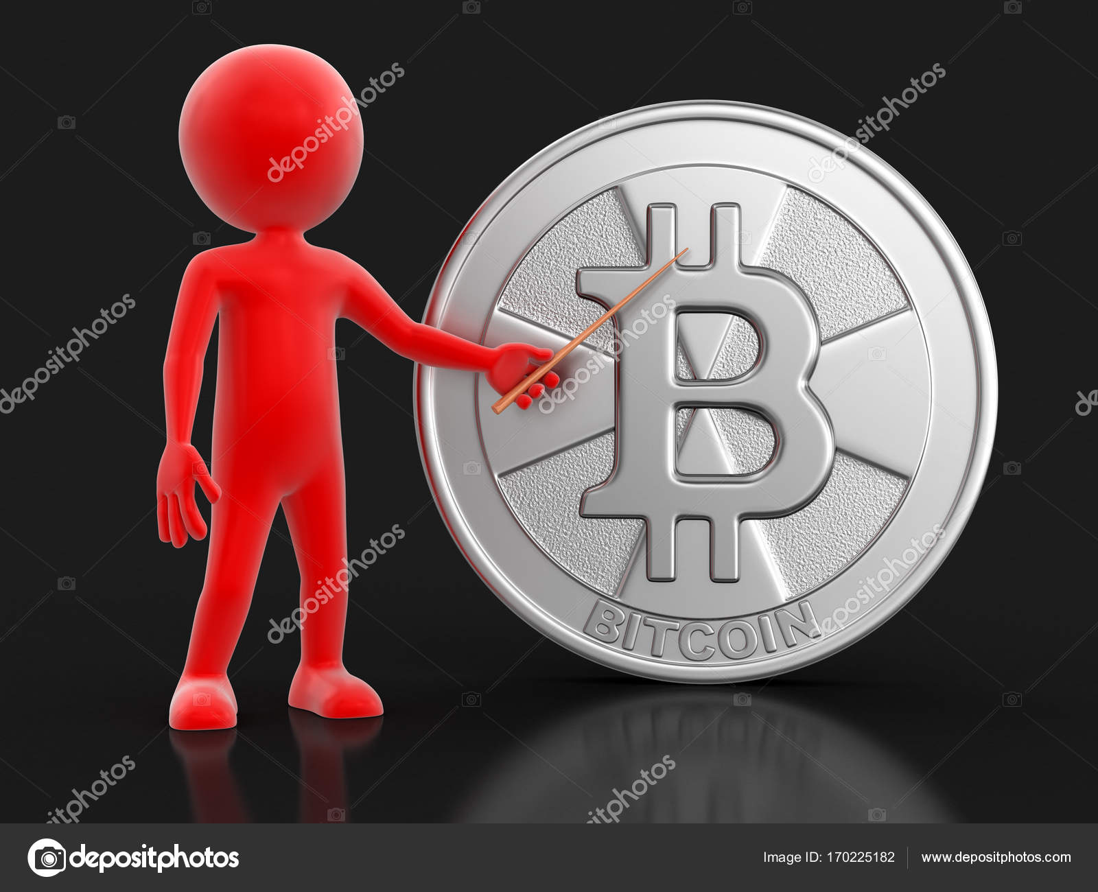 Silver bitcoin and man. Image with clipping path – Stock Editorial ...