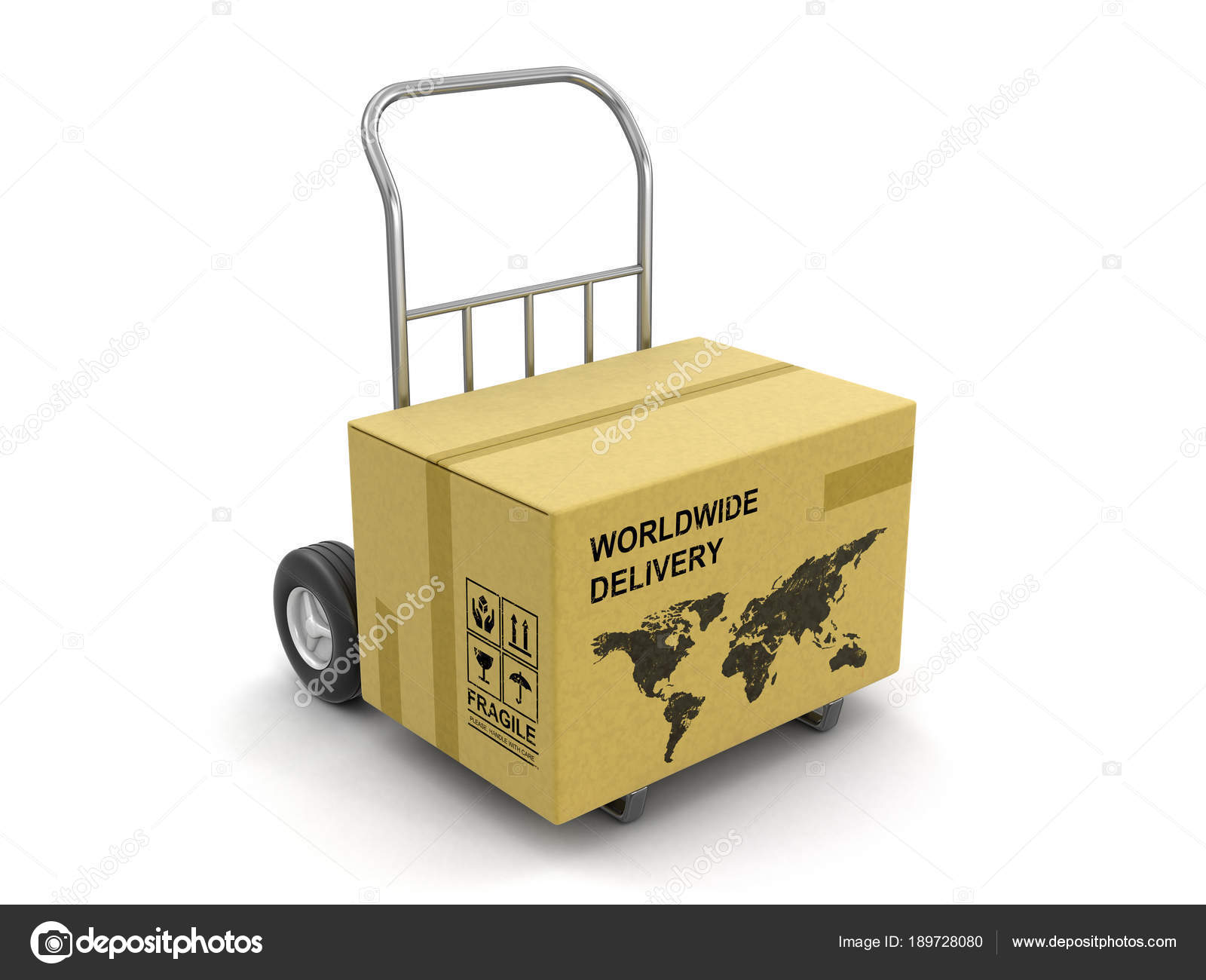 Cardboard Box Hand Truck World Map Image Clipping Path — Stock Photo ...