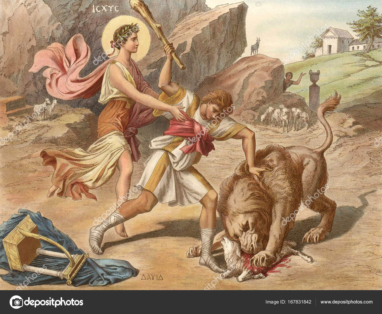 King David saves a sheep from the lion Stock Photo by ©ruskpp 167831842