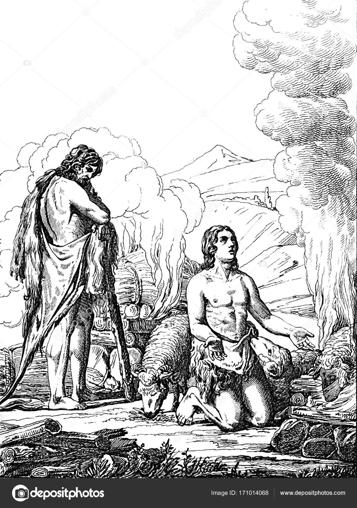 The sacrifice of Cain and Abel. Stock Illustration by ©ruskpp #171014068
