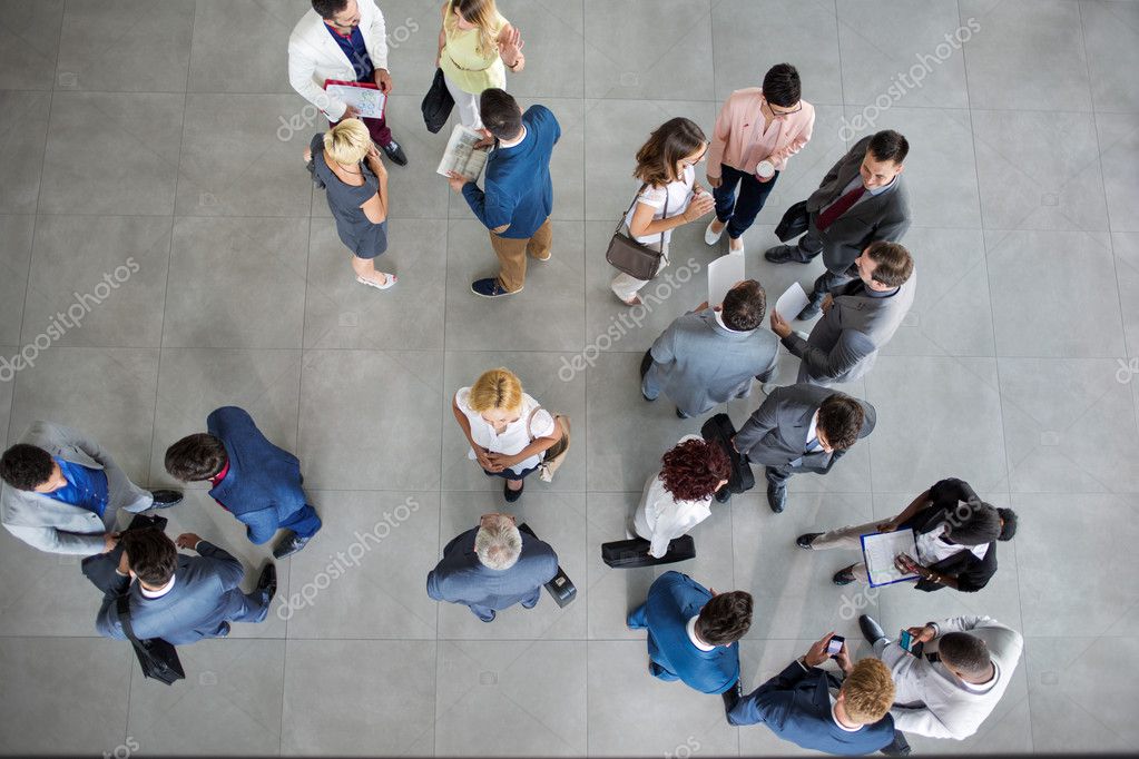 People standing and talking on business meeting — Stock Photo ...