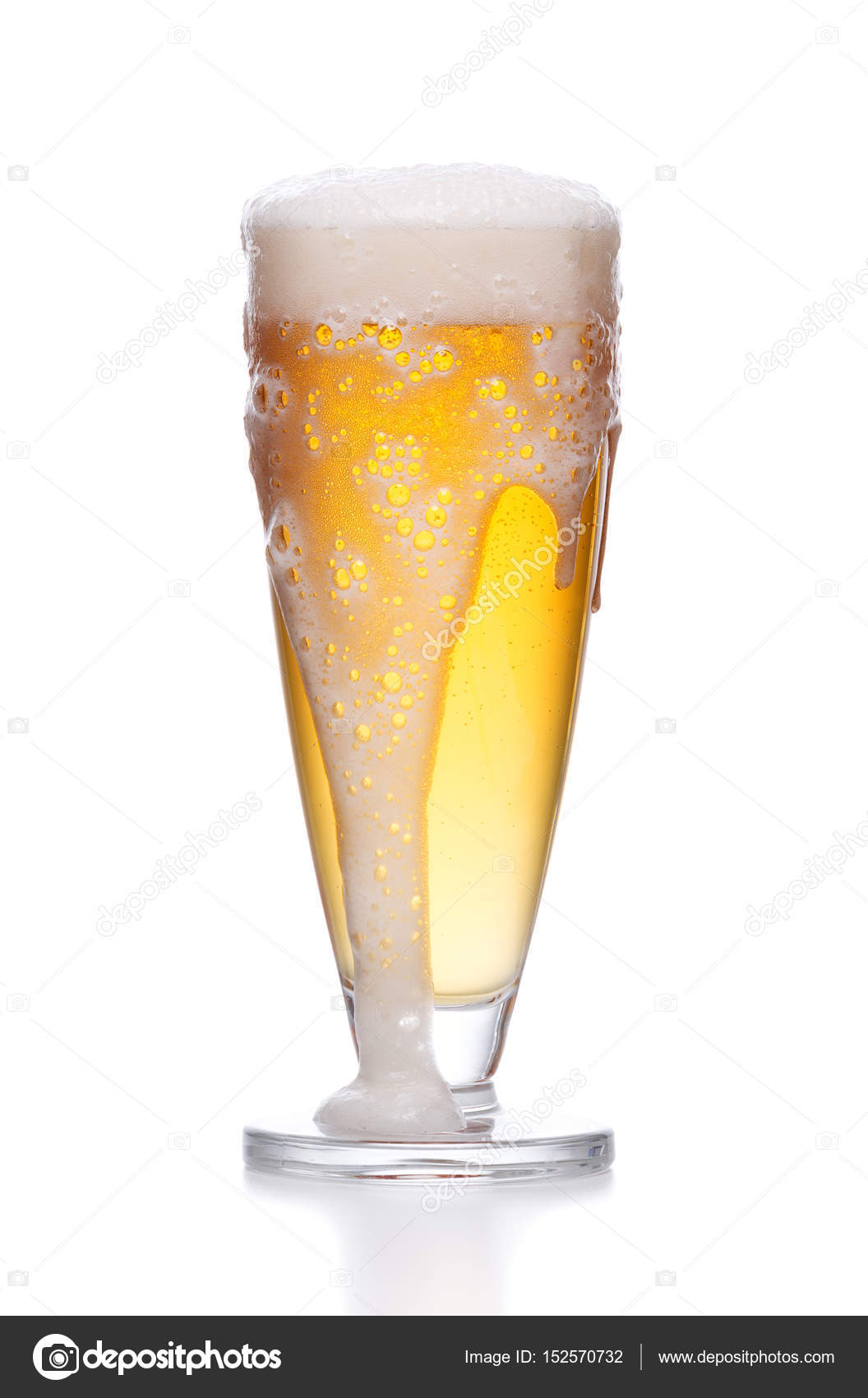 Lager beer in a glass beaker with fresh bubbling foam alcoholic Stock ...
