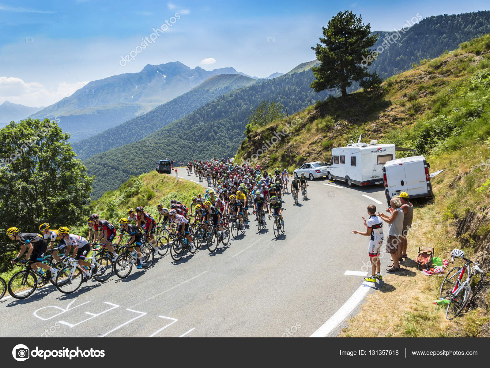 The Peloton on Col d'Aspin - Tour de France 2015 – Stock Editorial ...