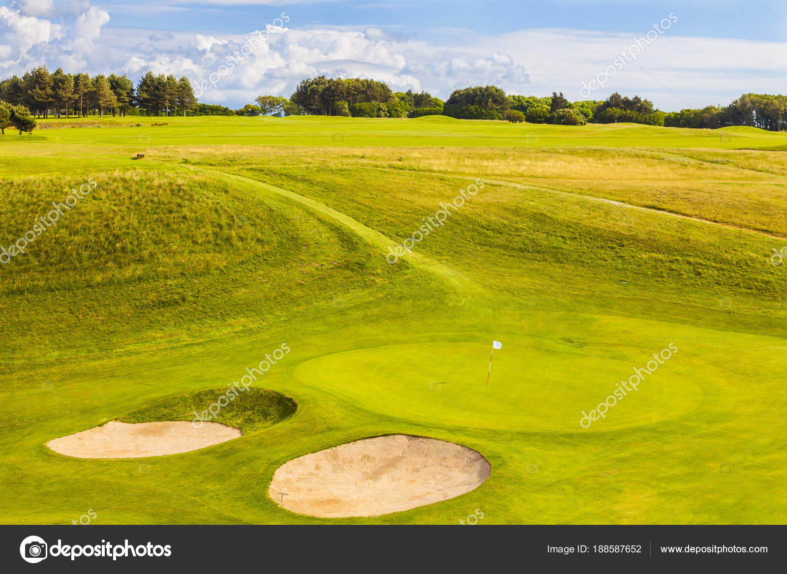 Beautiful Green Empty Golf Course Rural Area Stock Photo by ...