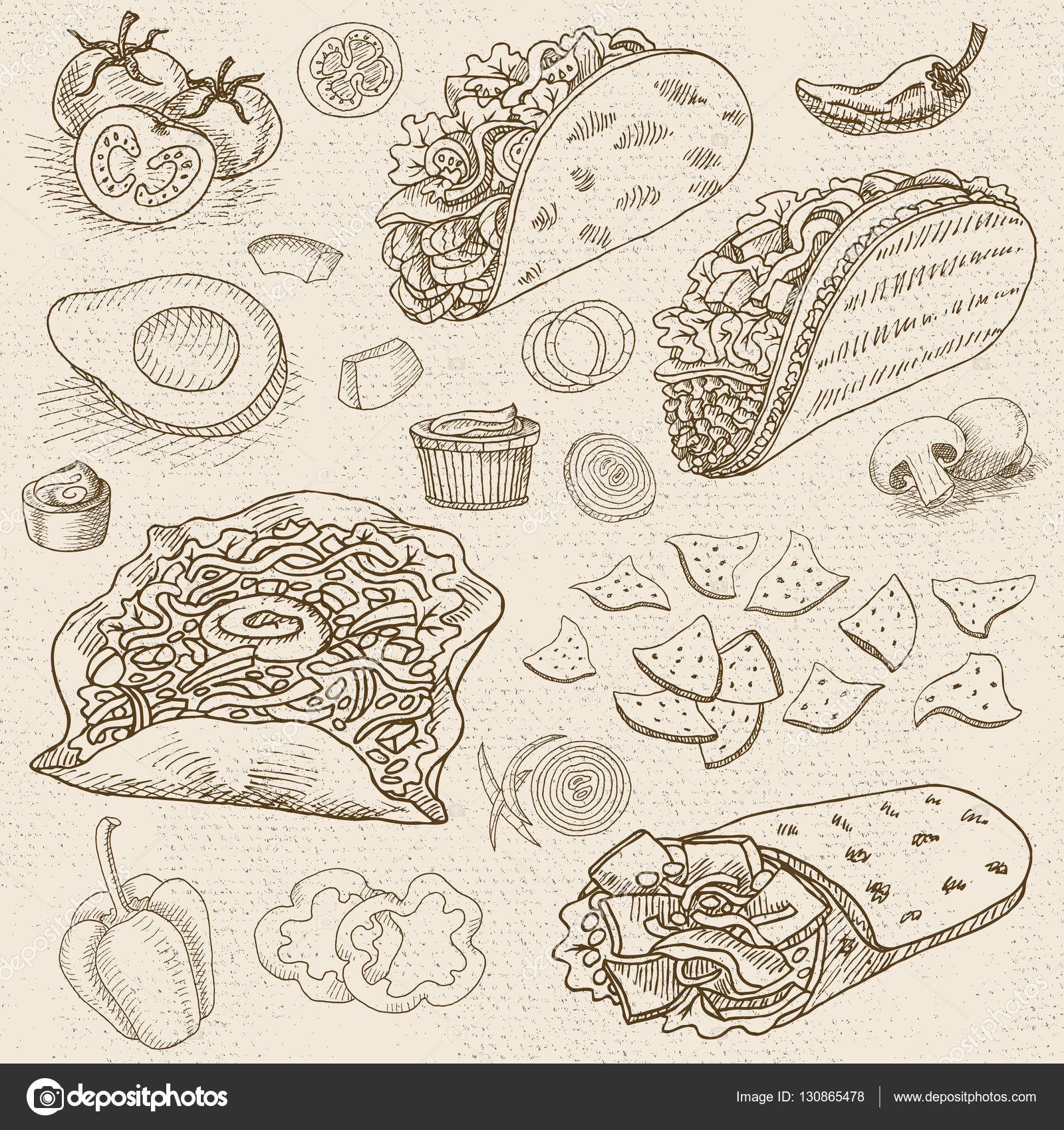 Set of color chalk drawn food, spices. Stock Vector Image by ©Iraida ...