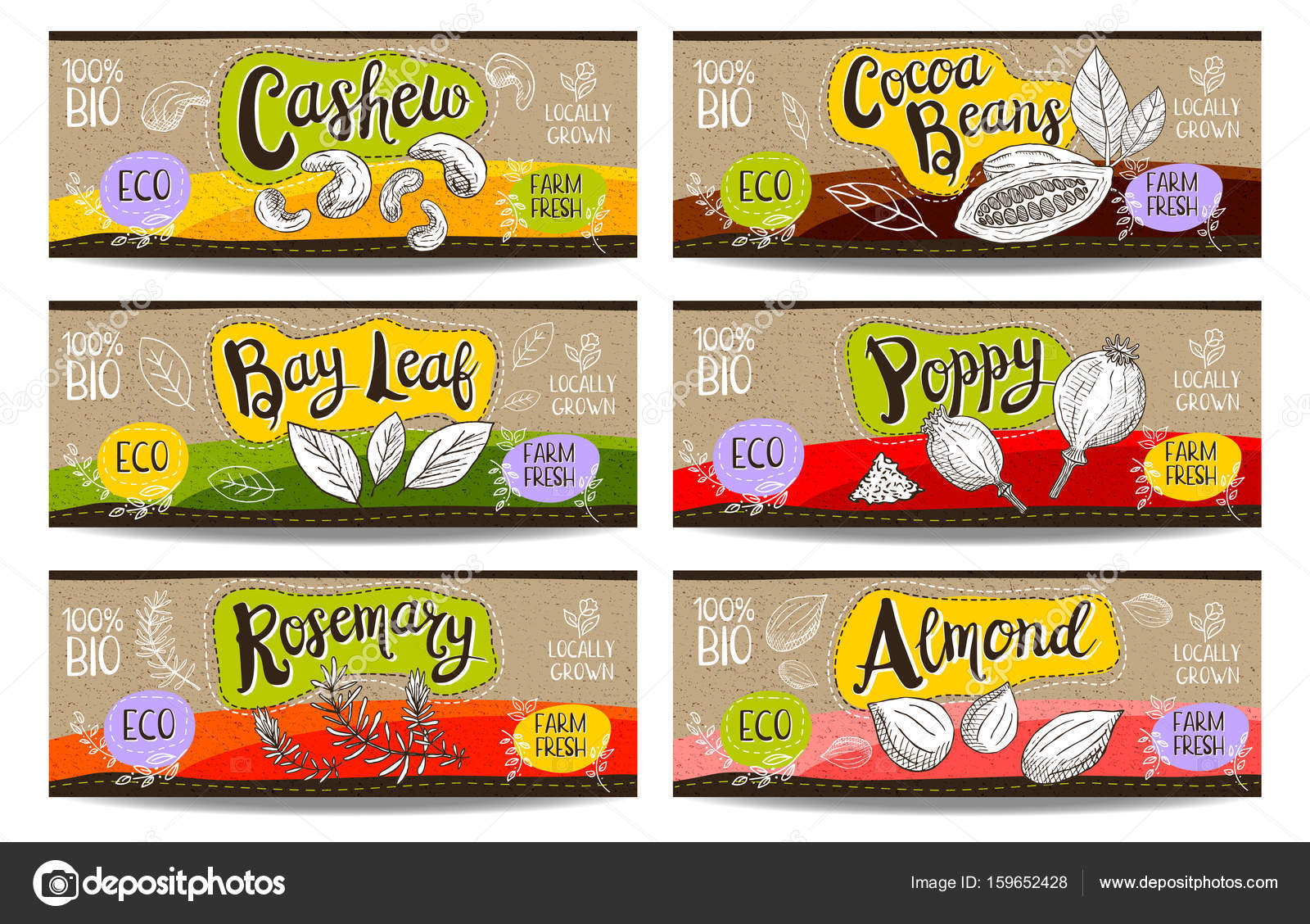 Set of hand drawn labels food, spices. Stock Vector Image by ©Iraida ...