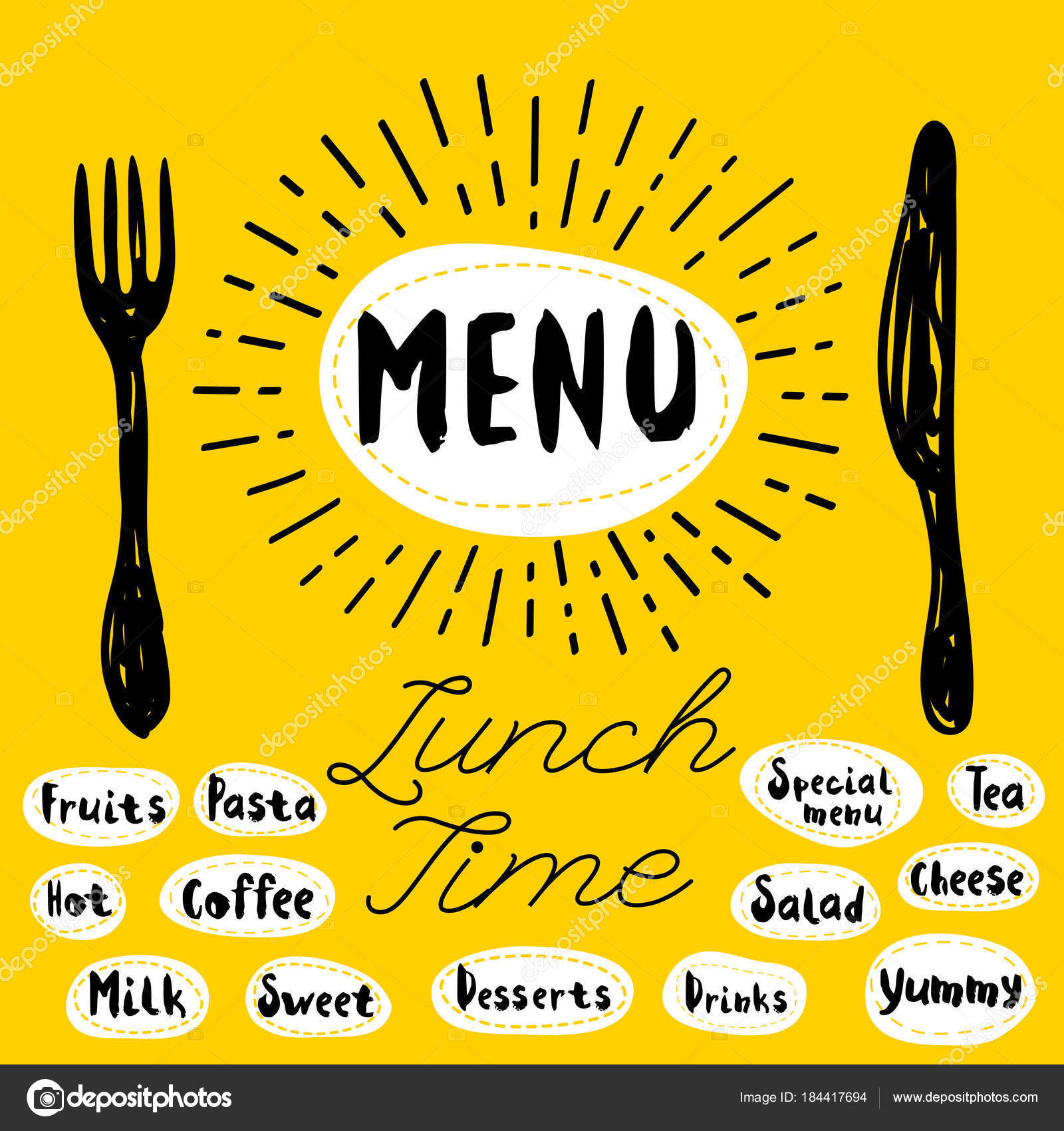 Menu, lunch time Stock Vector by ©Iraida_Bearlala 184417694