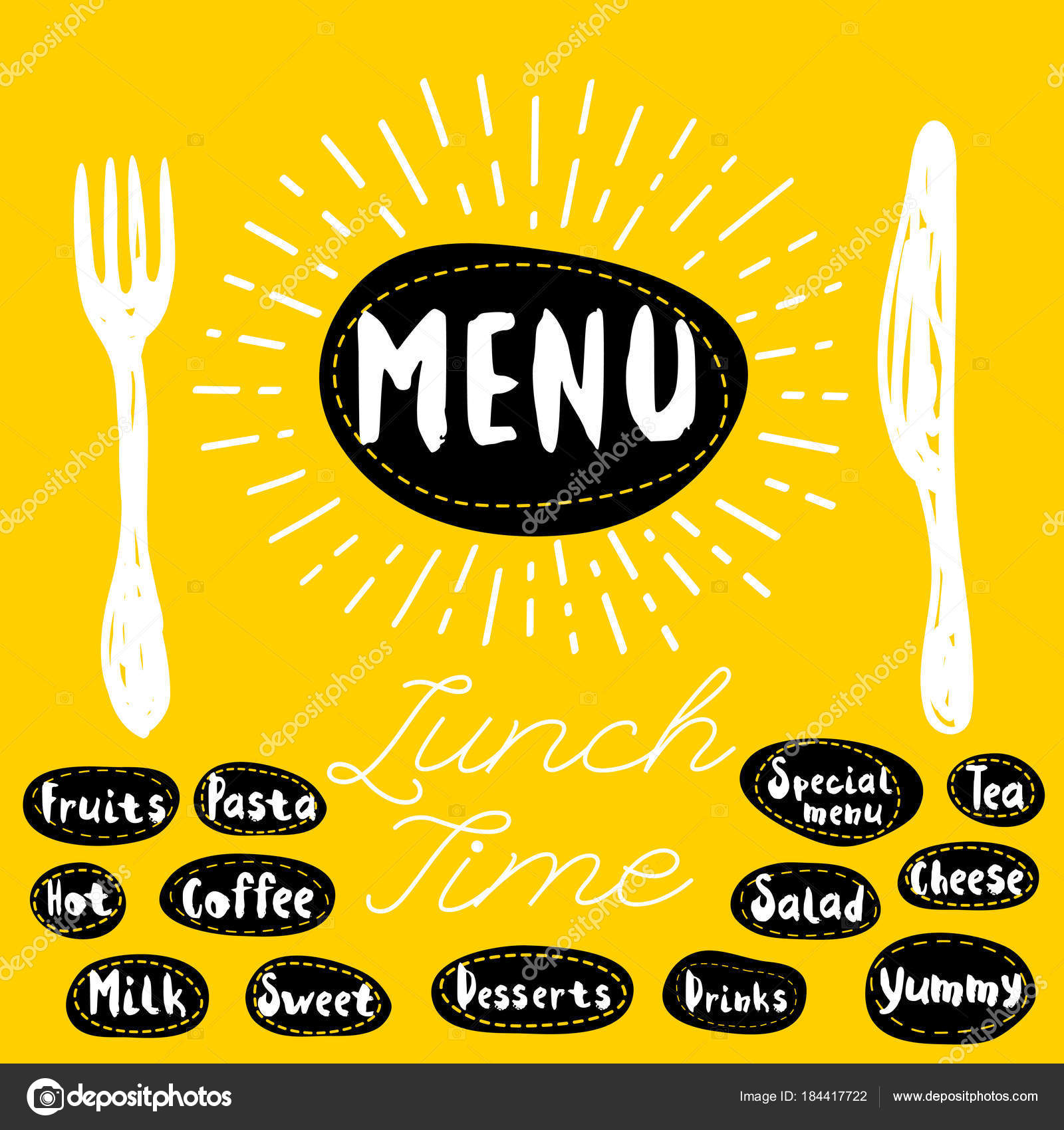 Menu, lunch time Stock Vector by ©Iraida_Bearlala 184417722