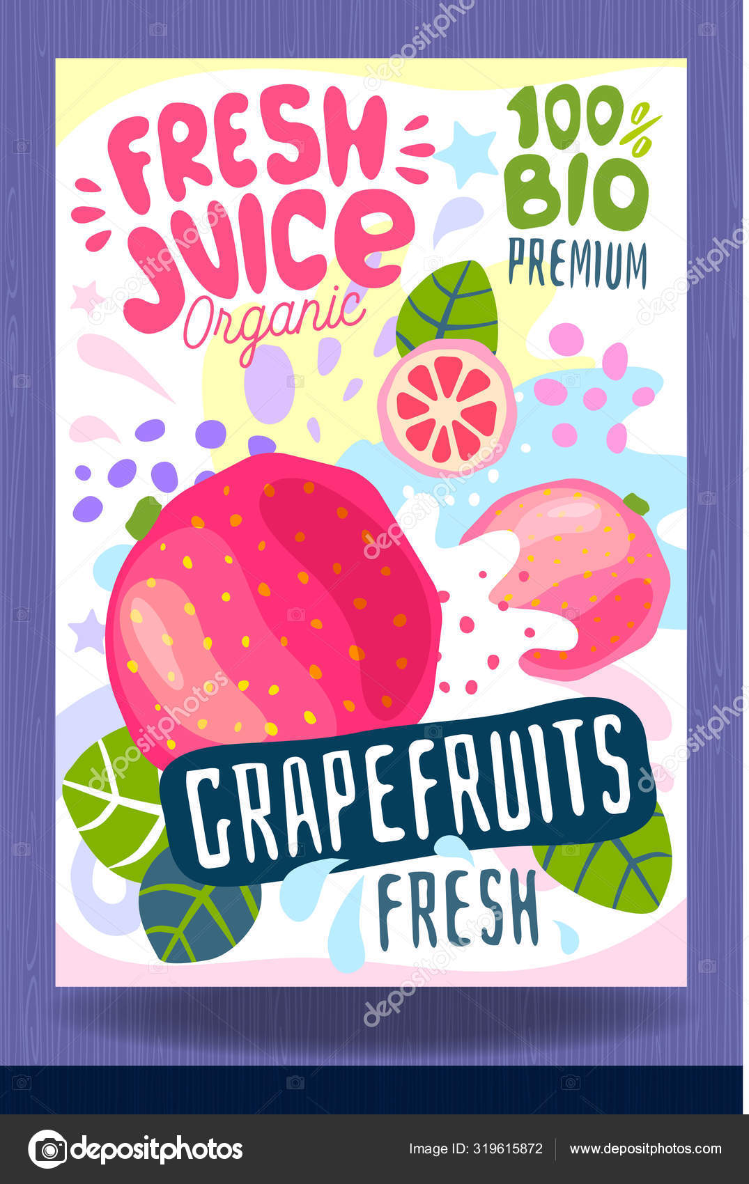 Abstract splash Food label template. Colorful brush stroke. Fruits ...