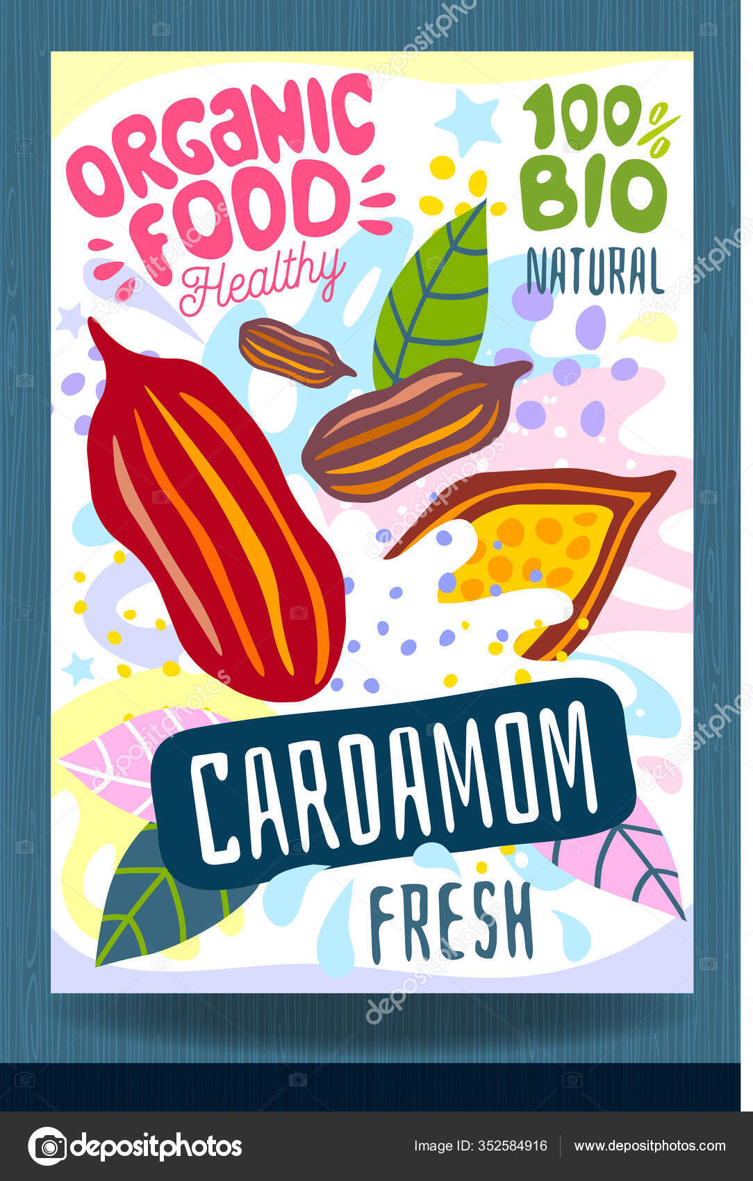 Abstract Splash Food Label Template Colorful Brush Stroke Nuts ...