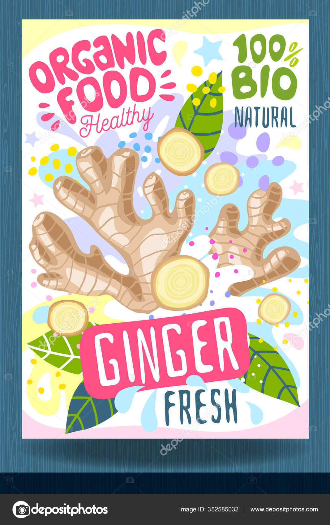 Abstract Splash Food Label Template Colorful Brush Stroke Vegetables ...