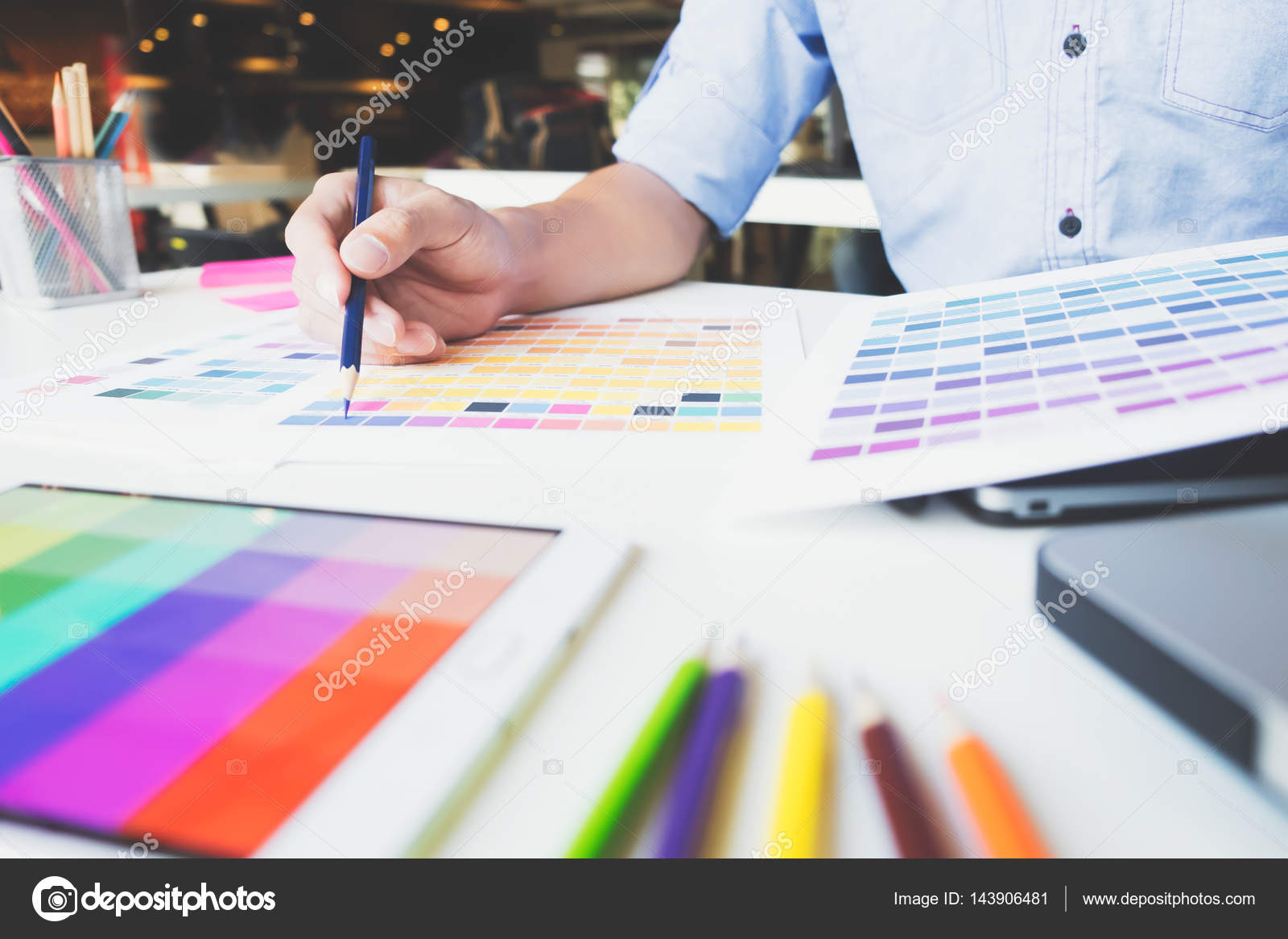 Graphic designer at work. Color swatch samples. Stock Photo by ©ijeab ...