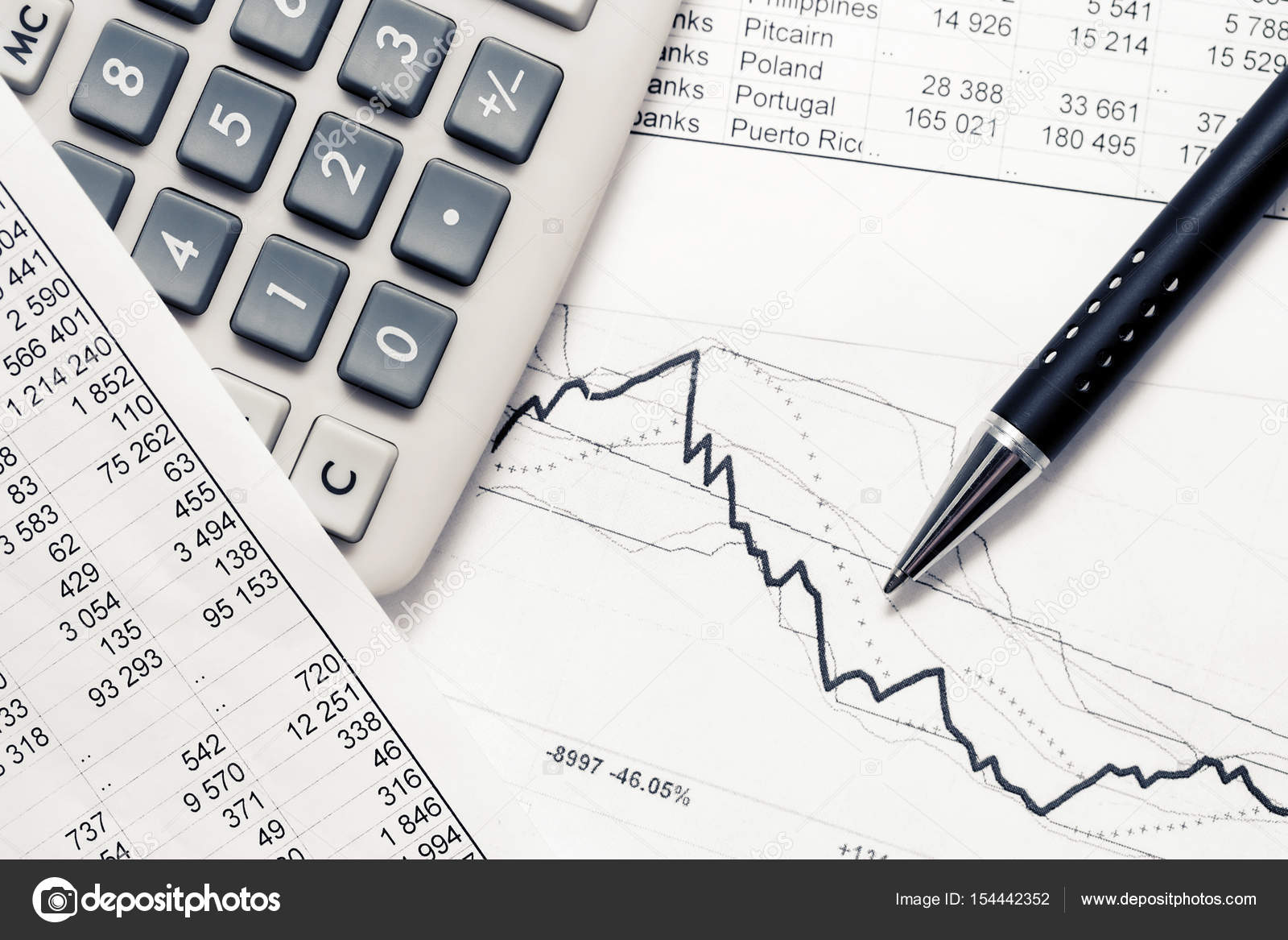 Financial accounting stock market graphs analysis — Stock Photo ...