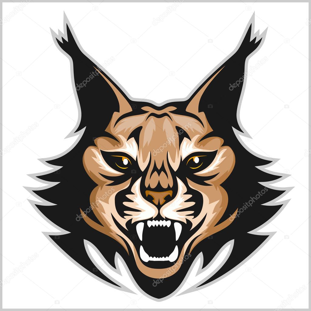 Logo de la mascota Lynx. Jefe de linces ilustración vectorial aislada. 2023