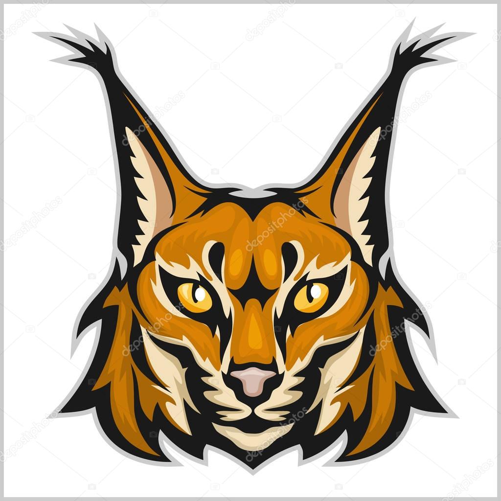 Logo de la mascota Lynx. Jefe de linces ilustración vectorial aislada. 2022