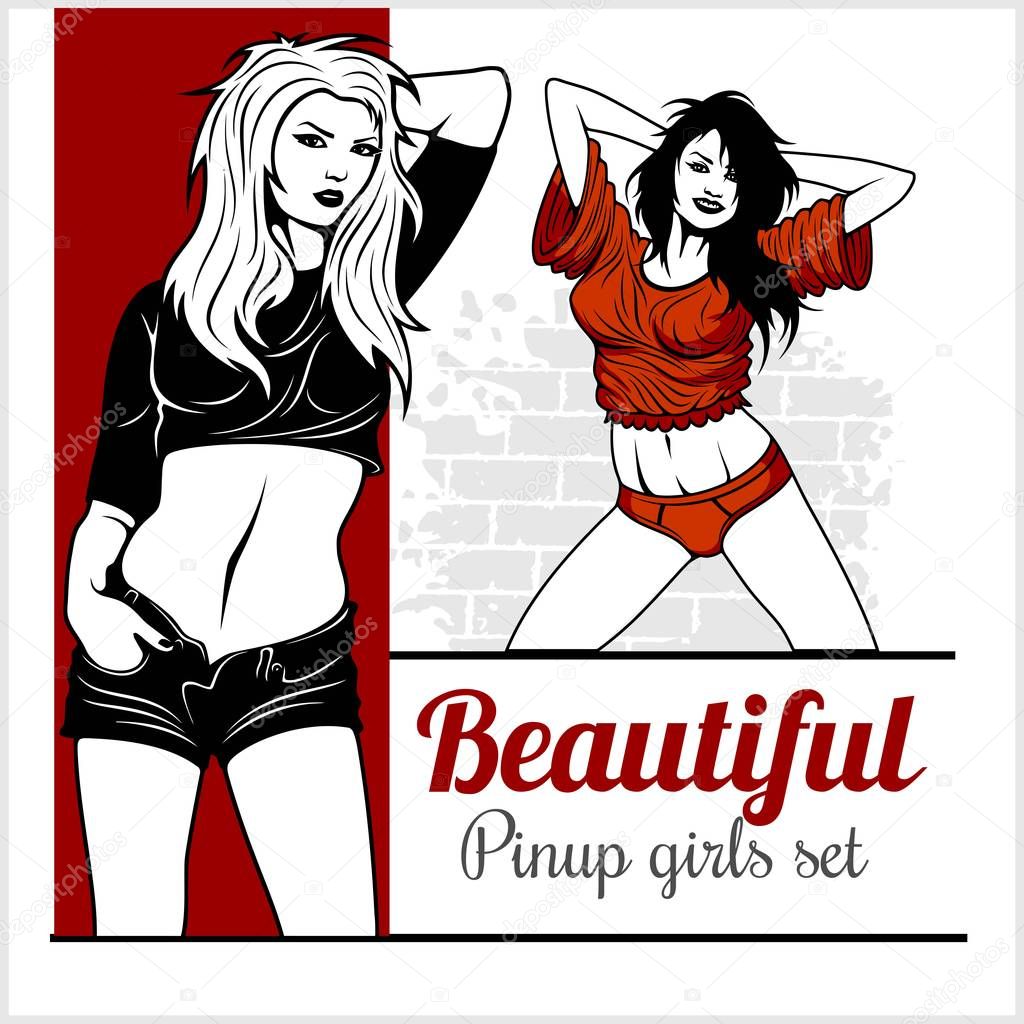 Pin Up Backgrounds Sexy Pin Up Woman Vector Illustration Jn White Background — Stock Vector