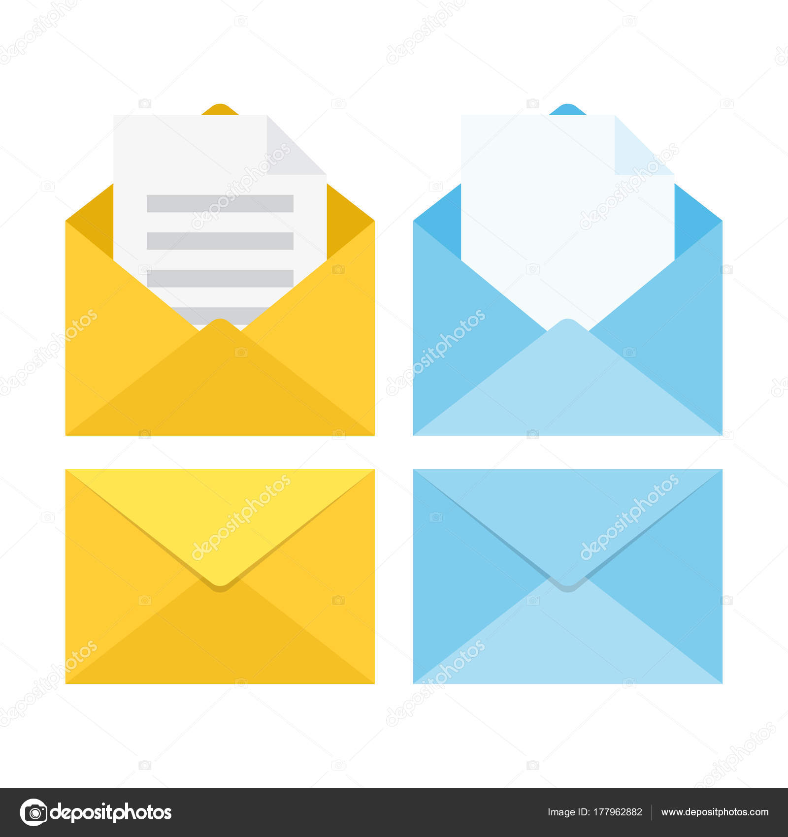 Set of closed and open envelopes. Vector illustration Stock Vector by ...
