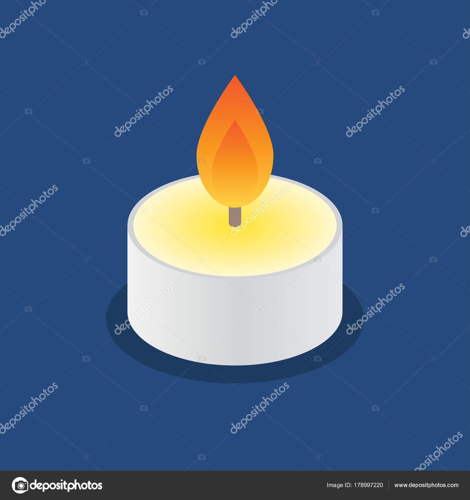 Tea Candle Icon Floating Candle Vector Illustration Blue Background ...