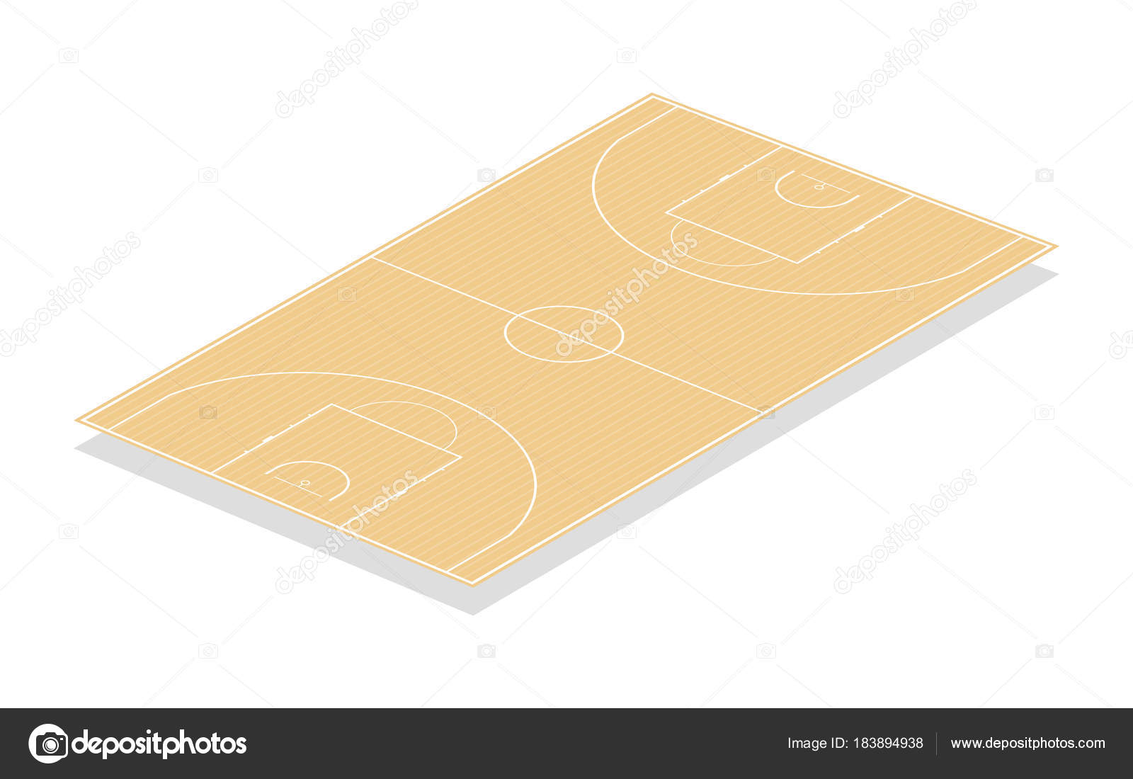 Vector Basketball Field Isolated On White Background Stock Vector Image ...