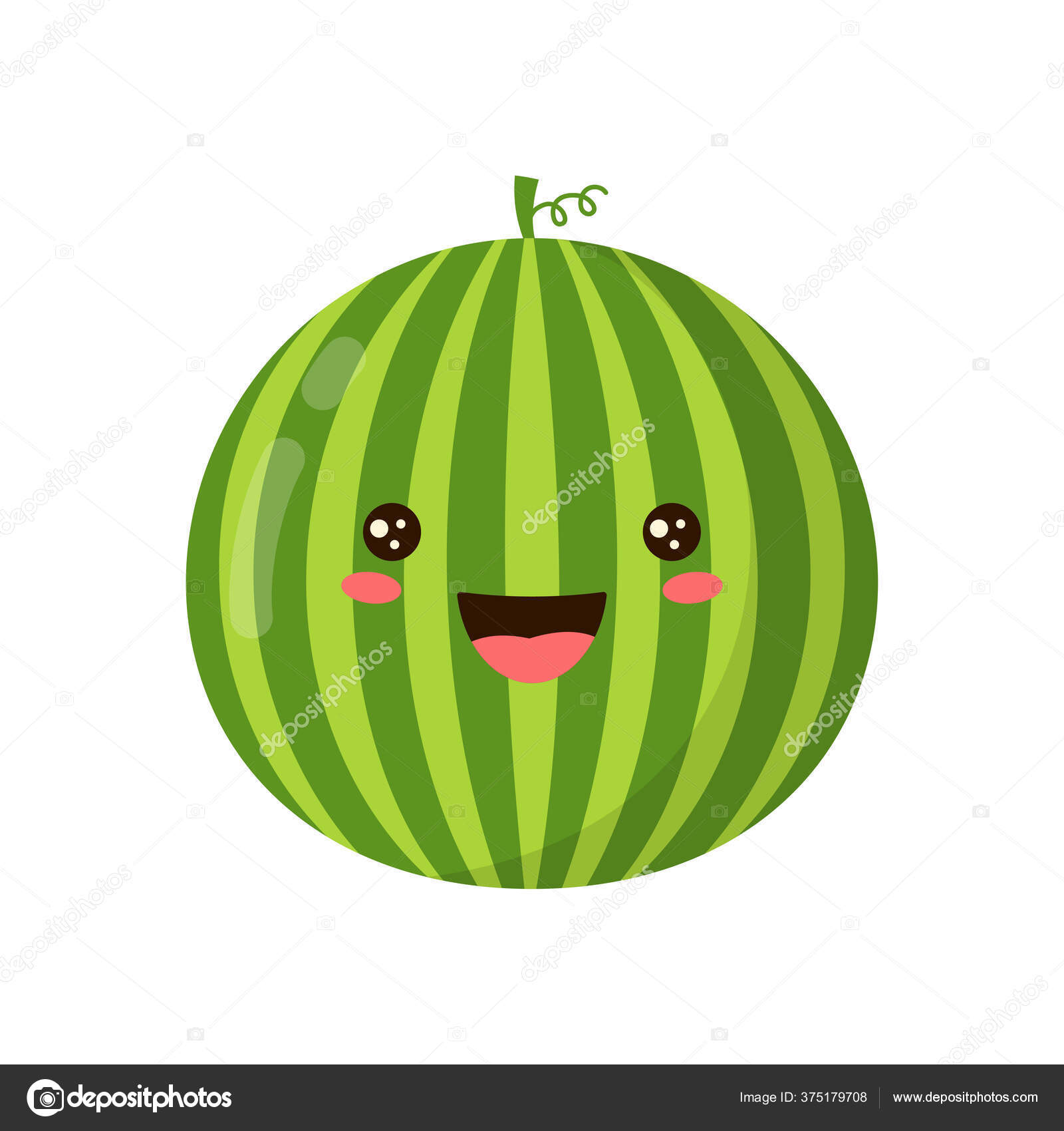 Lindo Personaje Dibujos Animados Sandía Fruta Aislado Fondo Blanco ...