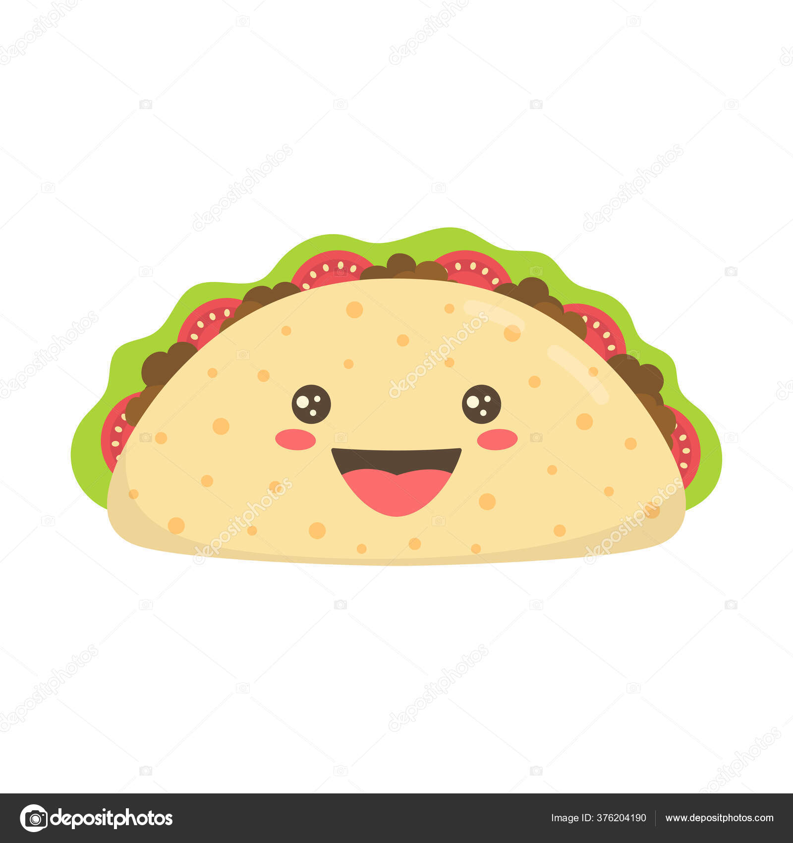 Cute Cartoon Taco Illustration Facial Expression Isolated White ...