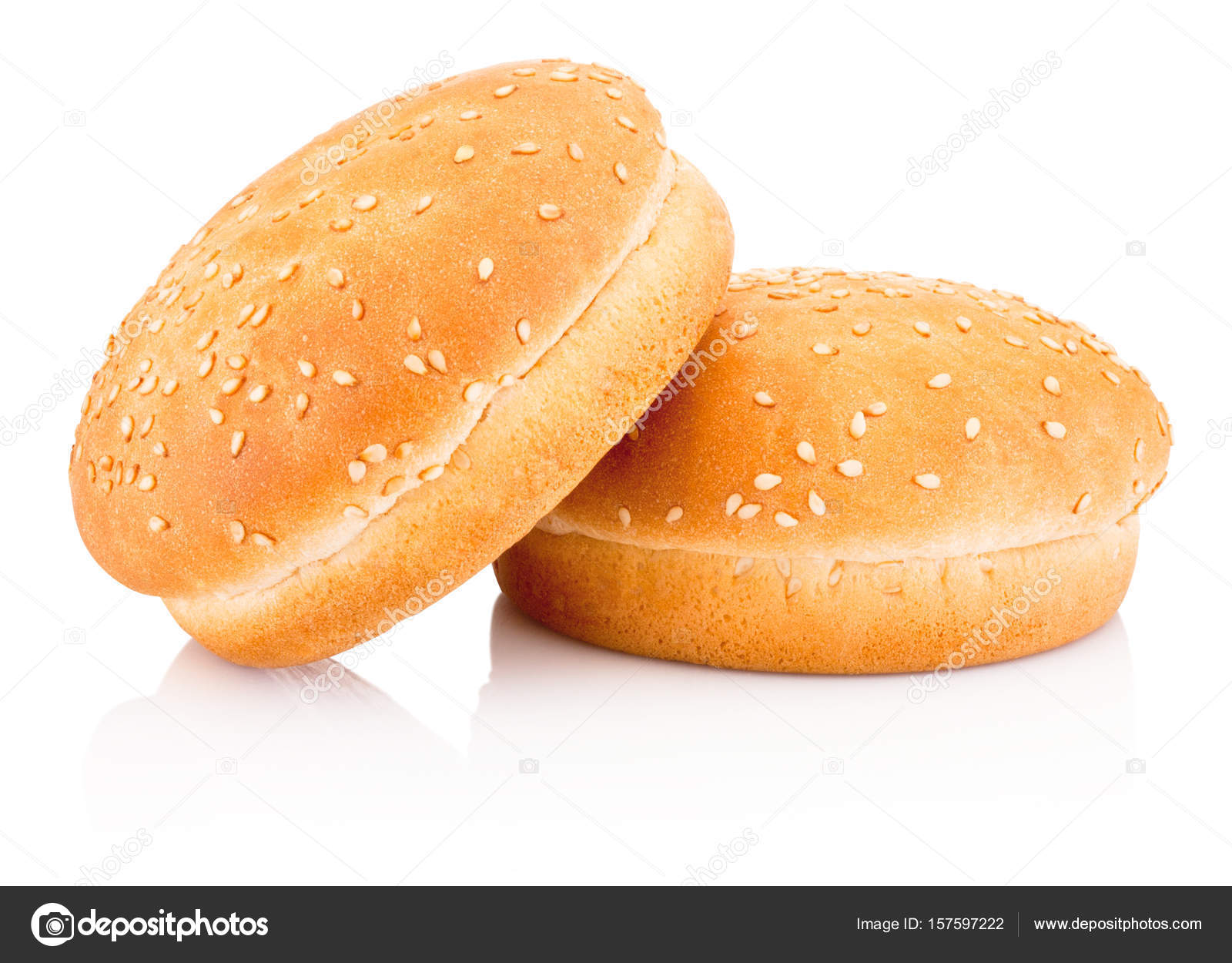 Two hamburger buns with sesame isolated on white background — Stock ...
