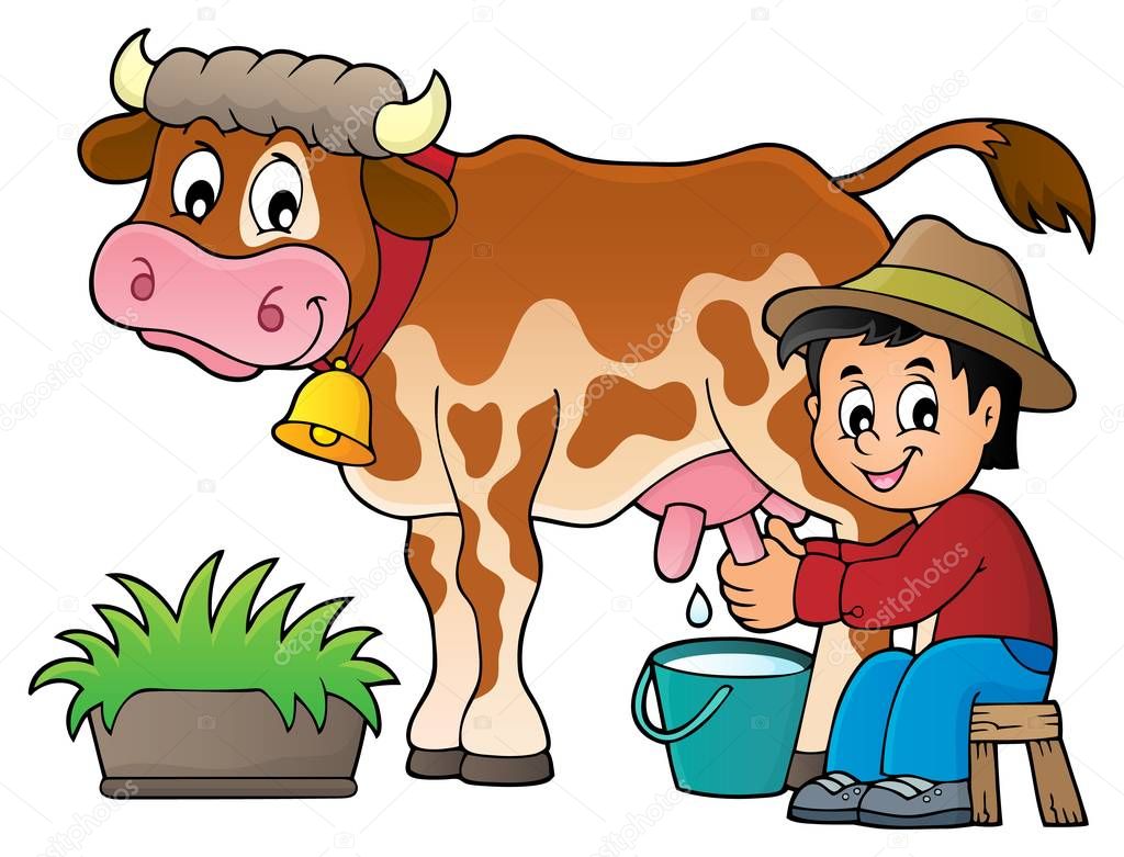 Hombre Ordeando A Una Vaca Foto Gratis