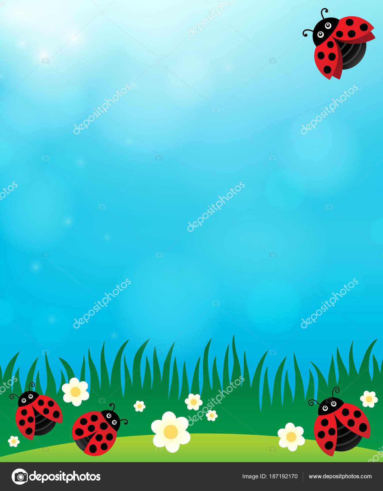 Spring background with ladybugs 3 Stock Vector Image by ©clairev #187192170