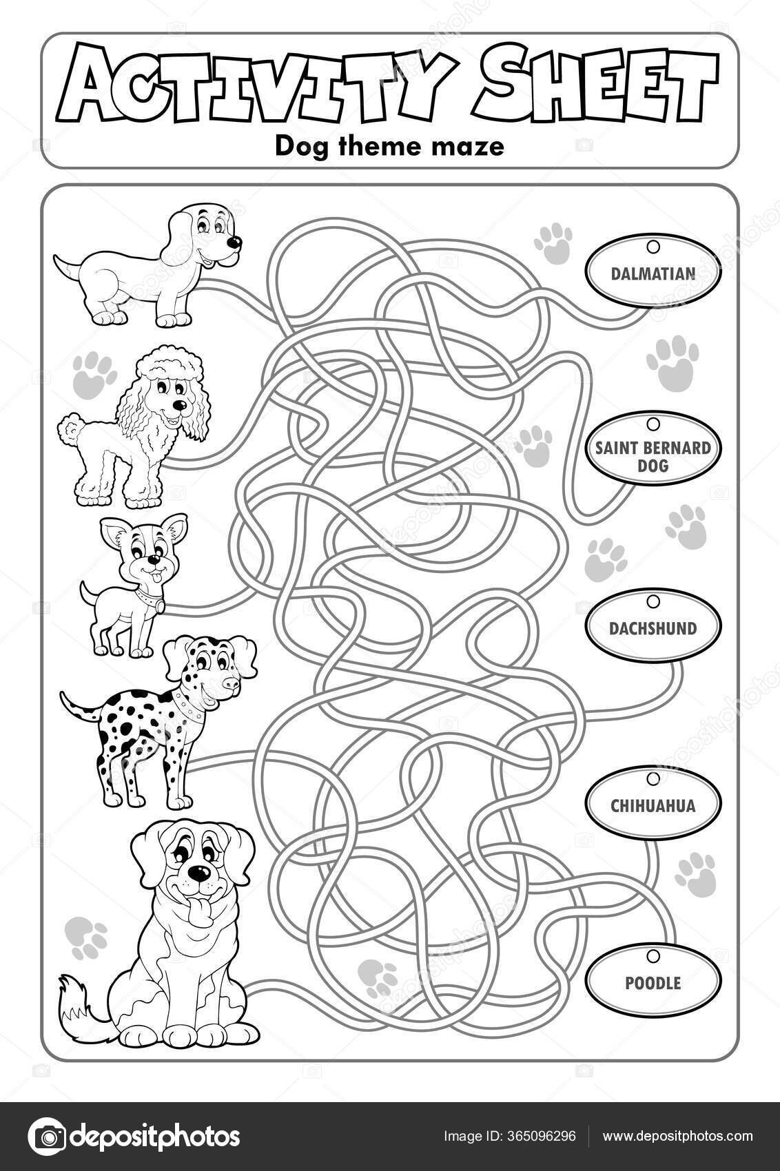 Activity Sheet Dog Theme Eps10 Vector Illustration Stock Vector by ...