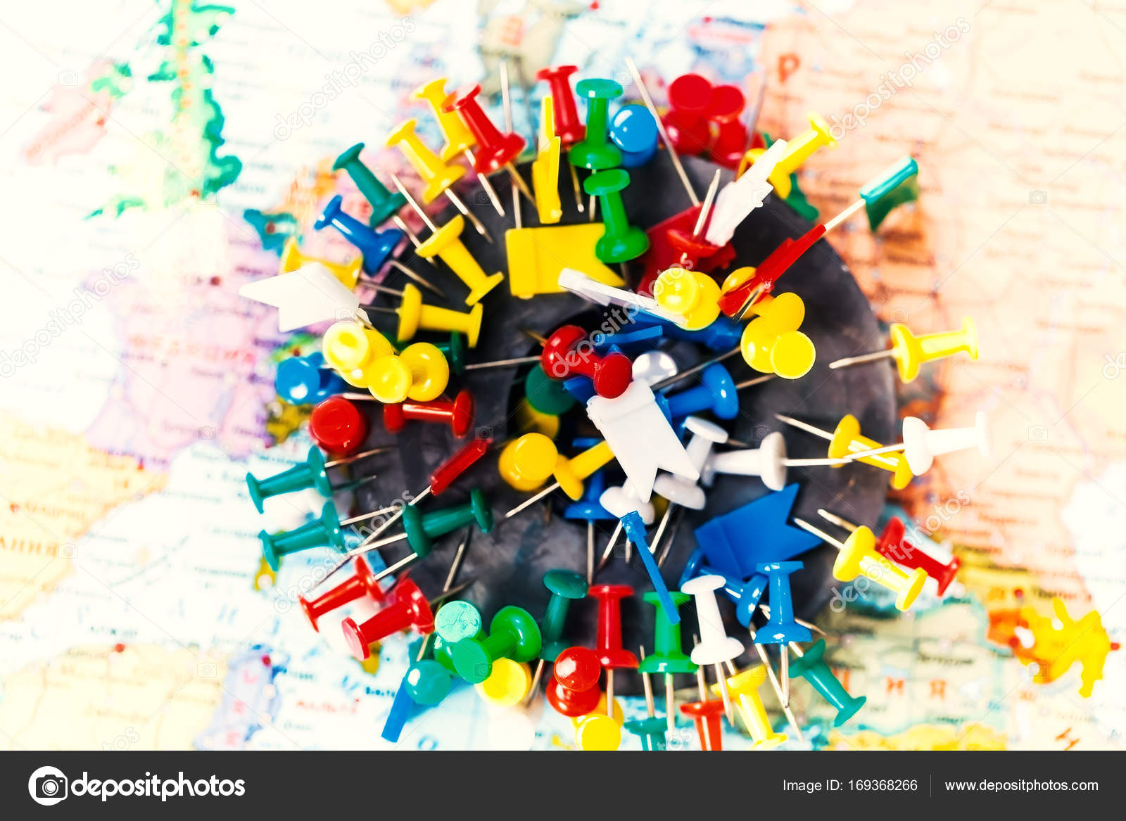 World map country flags marked pin city pinpoint — Stock Photo ...