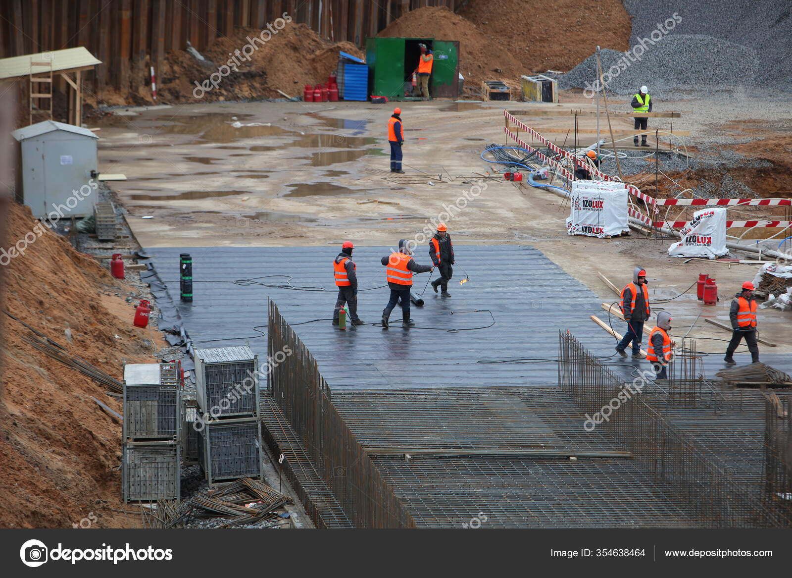 Construction Site Foundation Workers Uniform – Stock Editorial Photo ...