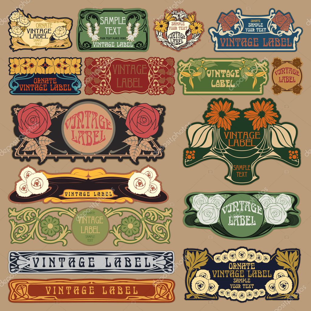 Vector vintage items: label art nouveau Stock Vector Image by ©standart ...