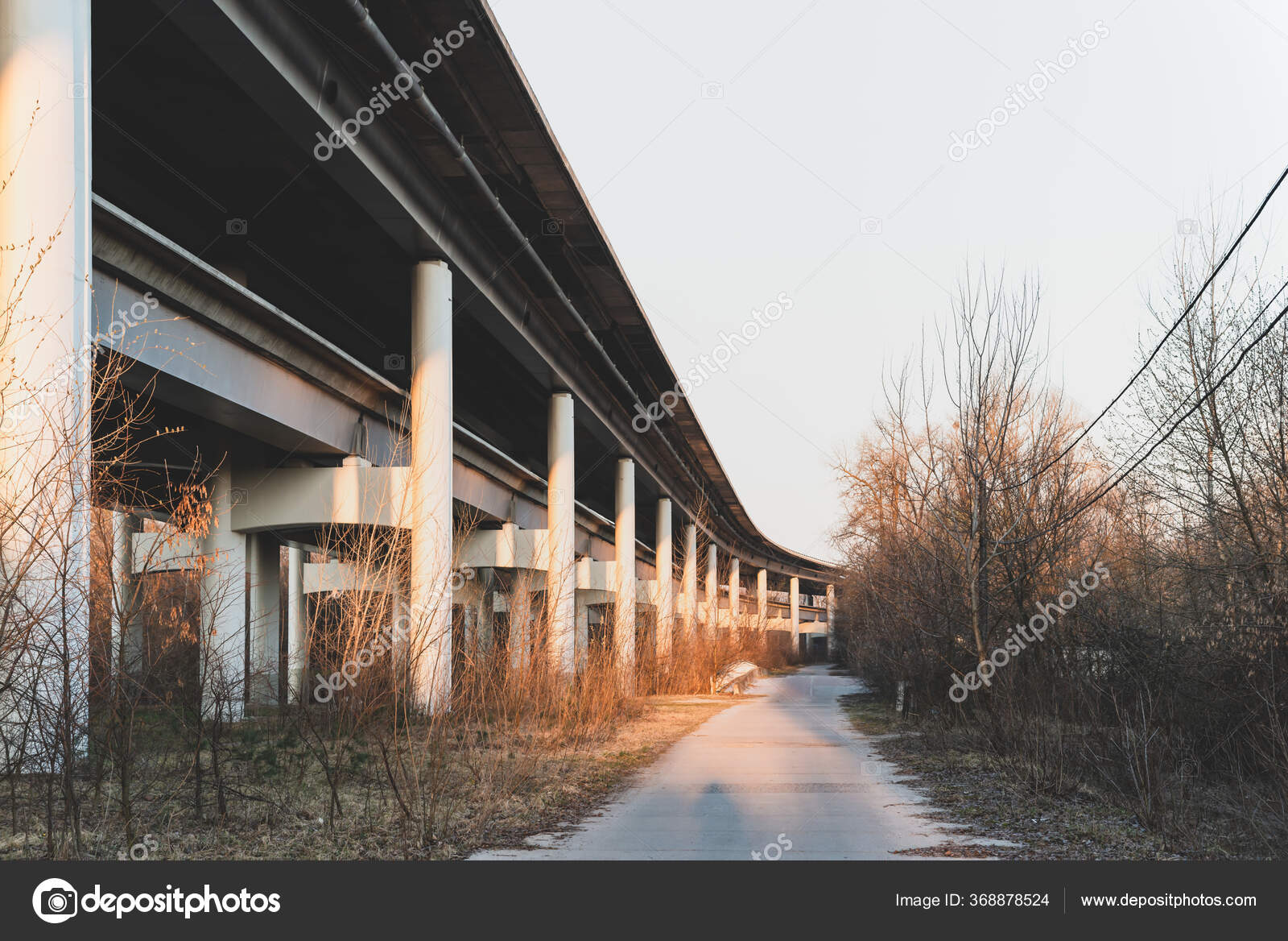 Reinforced Concrete Bridge View Background Sun Ray — Stock Photo ...