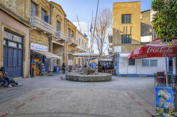 Nicosia, Cyprus, March 2017: Shaded Ledras walking street with shops in ...