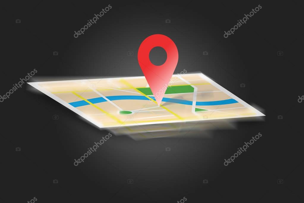 Mapa interactivo aislado sobre un fondo - GPS conc localización 2023