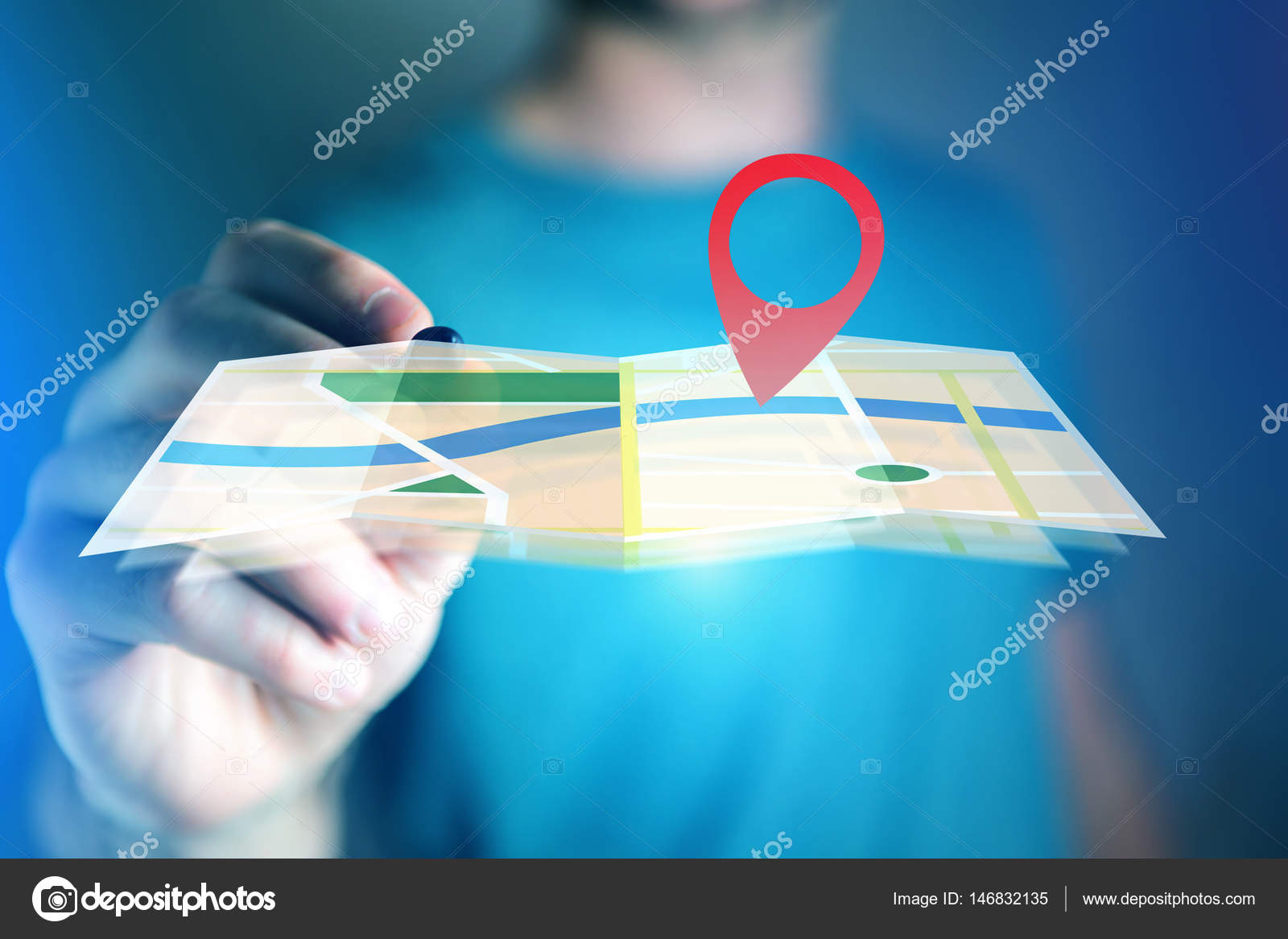 Concept of finding a place on an online map - Technology concept ...